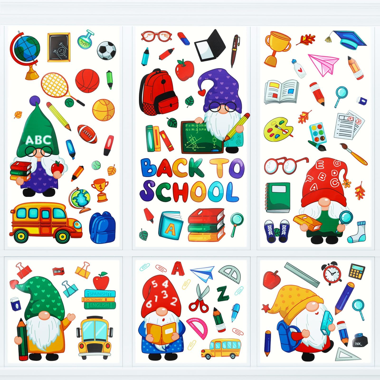 Amazon.com: NBjiuyin 8 Sheets Back to School Window Clings Decor ...