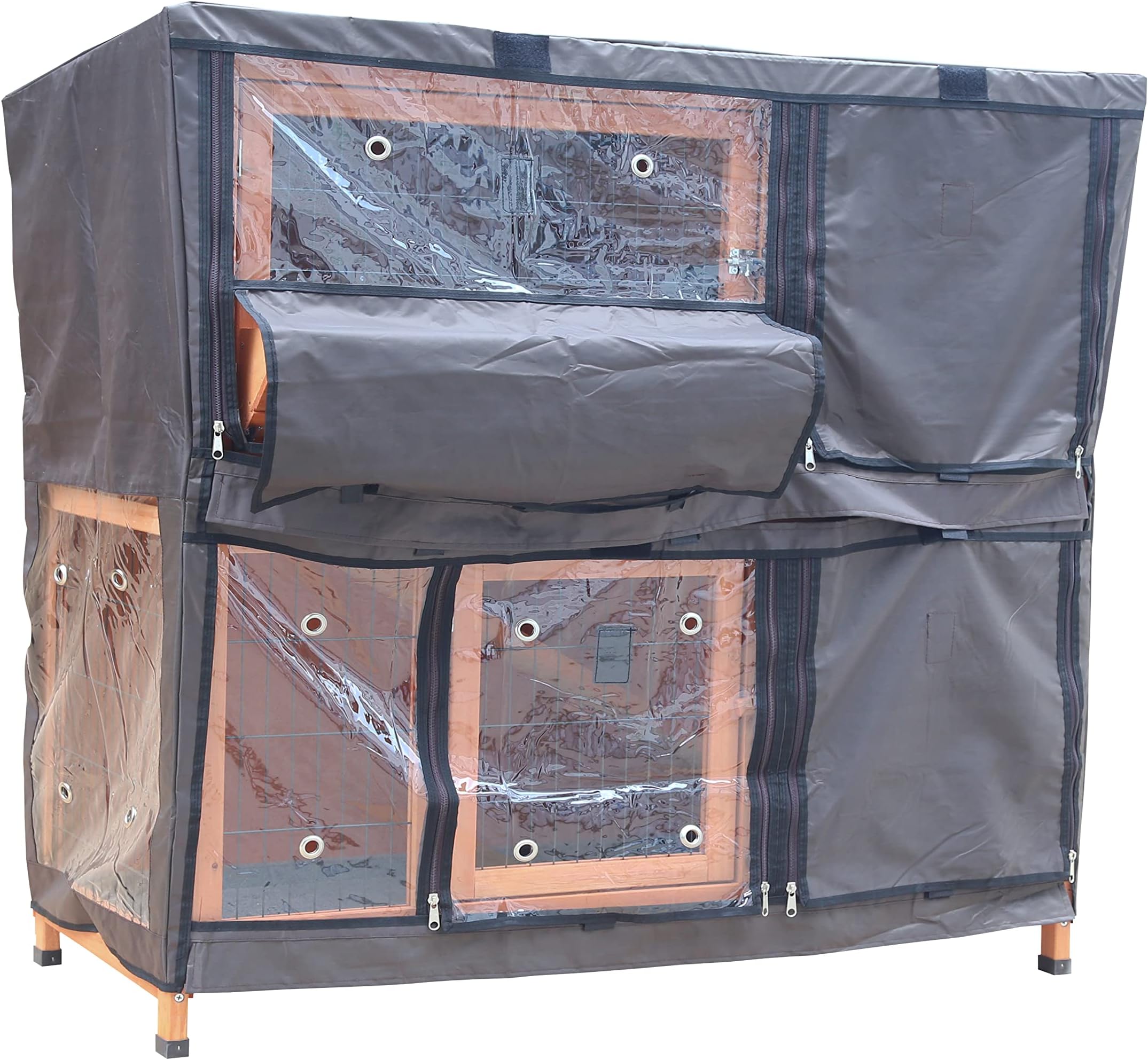 BUNNY BUSINESS Deluxe Rabbit Hutch Cover with Sliding Trays and Hay ...