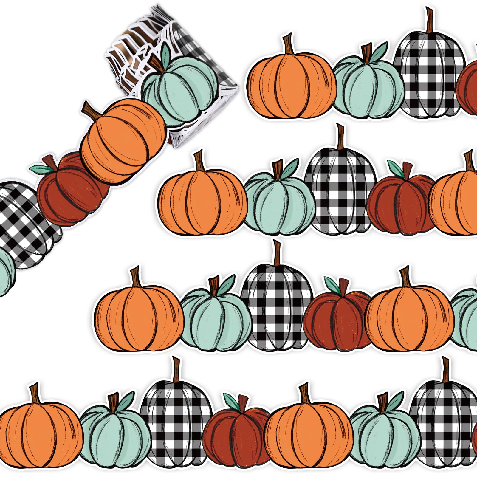 Amazon.com: Whaline 32.8ft Fall Bulletin Board Borders Red Orange Plaid ...