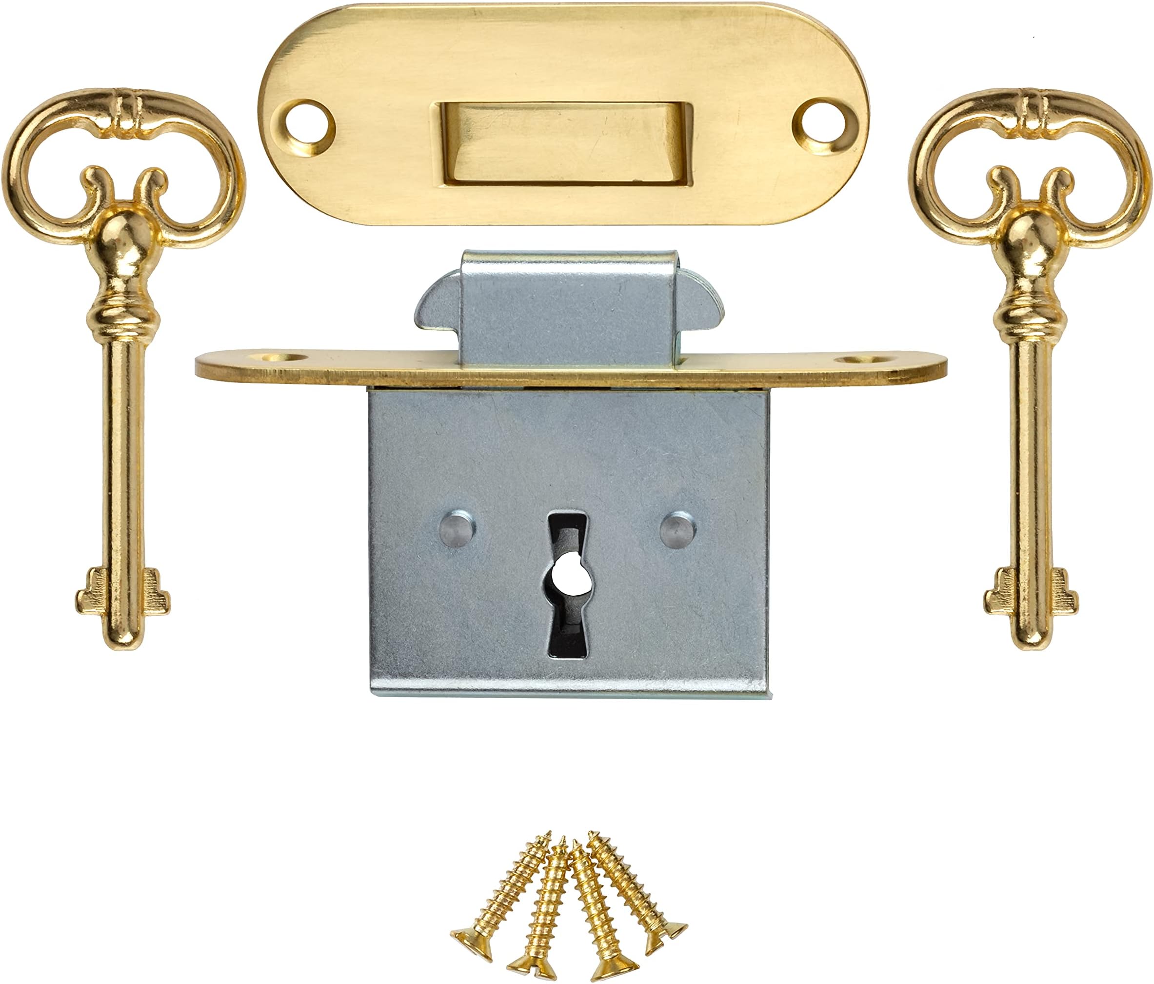 Large Brass Half Mortise Chest or Box Lid Lock w/Skeleton Key | S-11 ...