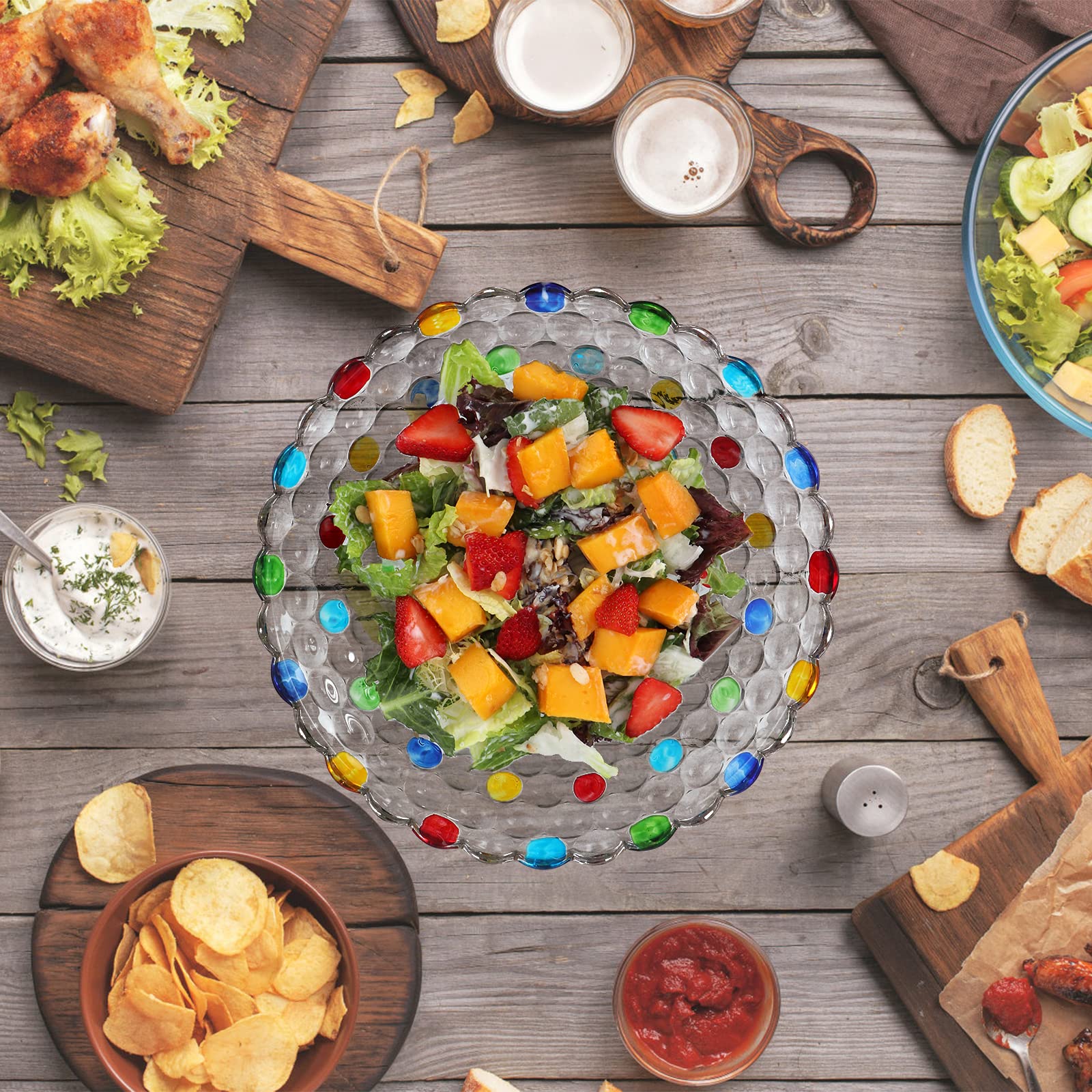 Snapklik.com : 11.5 Glass Crystal Bowl Centerpiece, Colorful Fruit ...