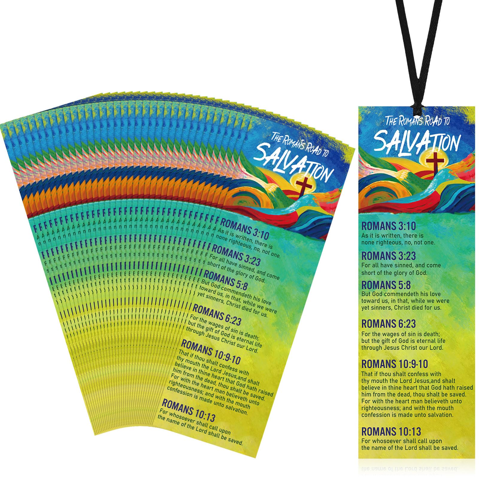 Amazon.com: Fuyoooo 50 Pcs Romans Road to Salvation Bookmarks 6 x 2 ...