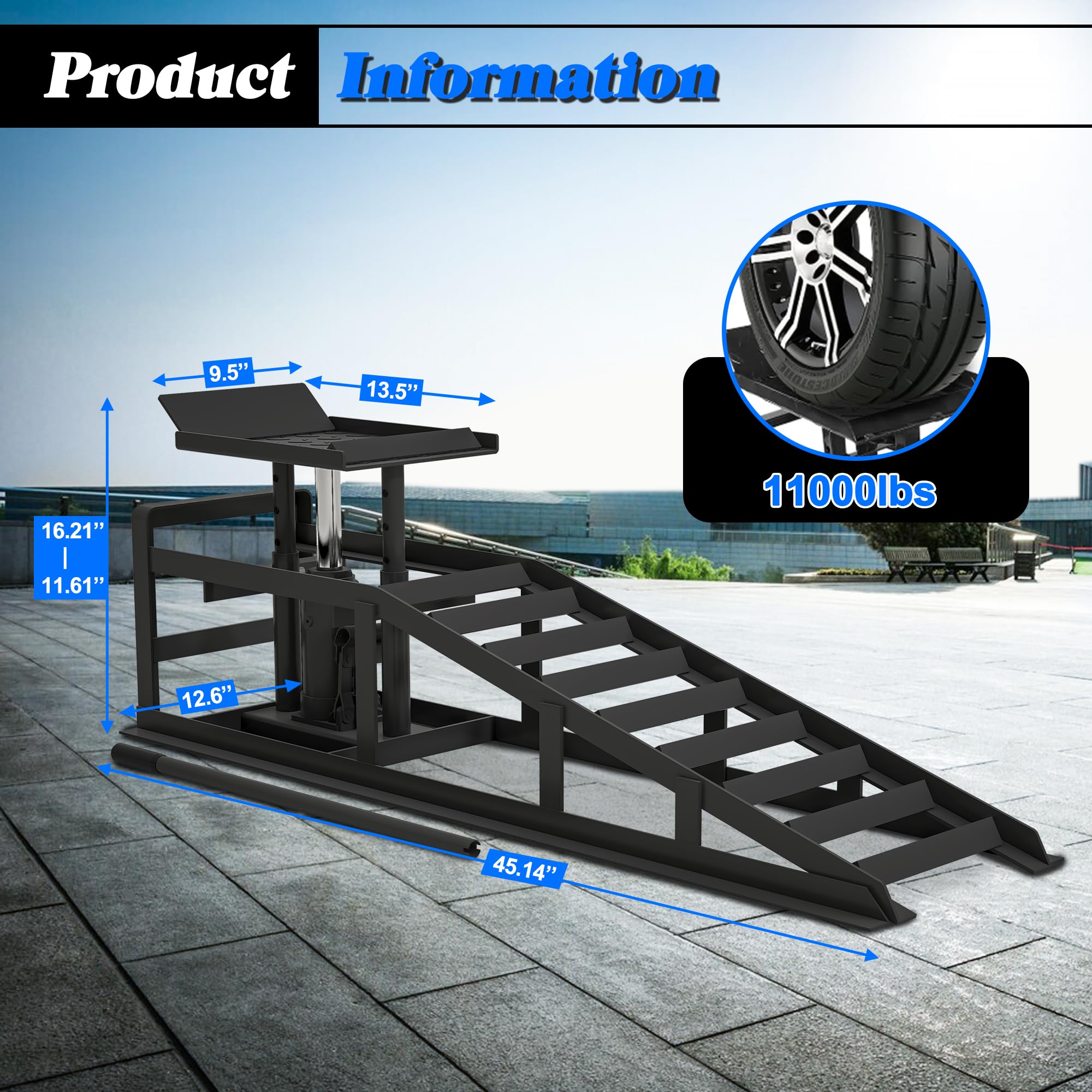 Snapklik.com : Hydraulic Car Ramps 5T 11000lbs, 2 Pack Heavy Duty Steel ...