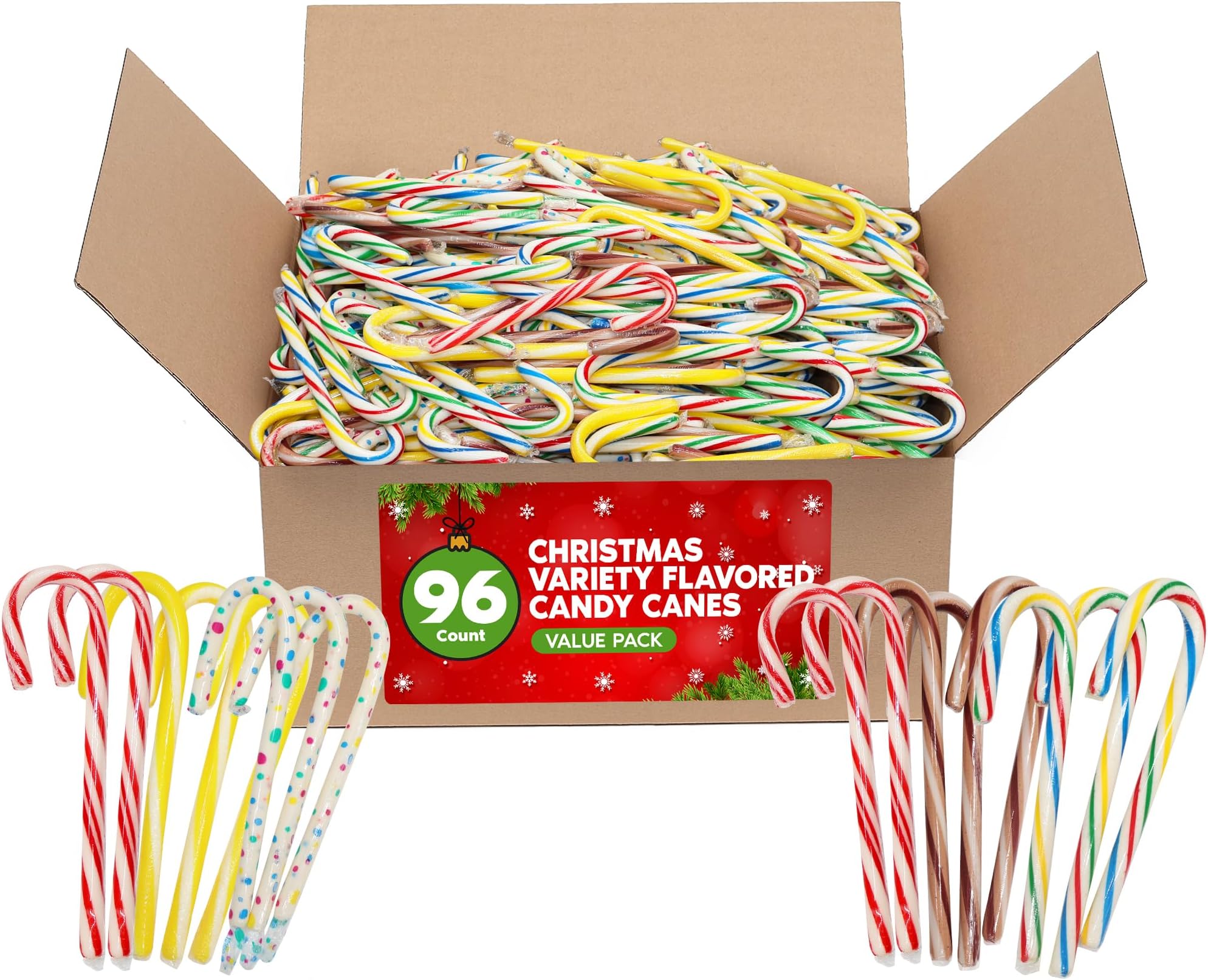 Amazon.com: Bulk Assorted Candy Cane Individually Wrapped 96 Count - Christmas Candy Canes ...