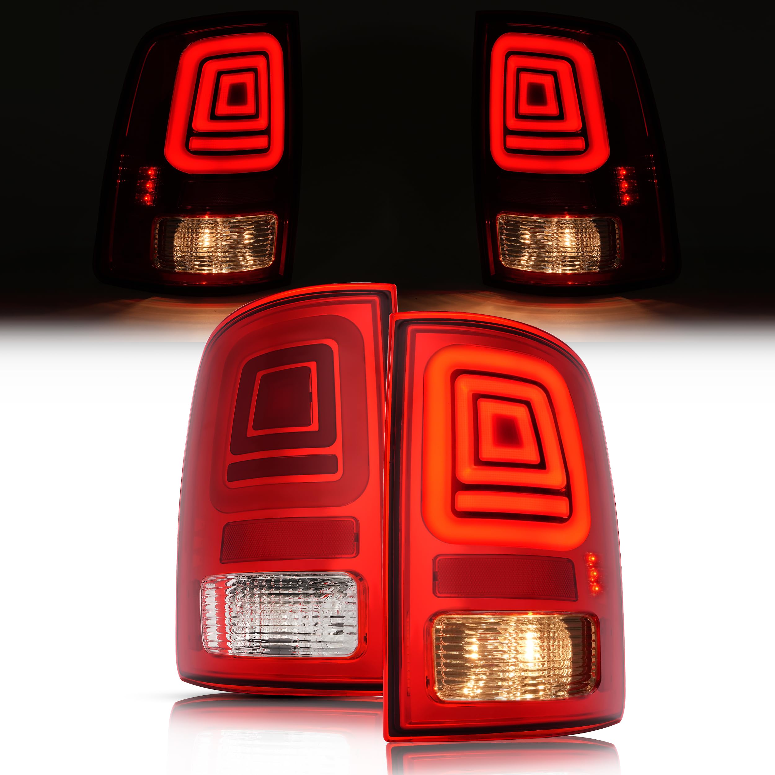 HECASA Pair Tail Lights Compatible with 2013-2018 Ram 1500 2500 3500/ ...
