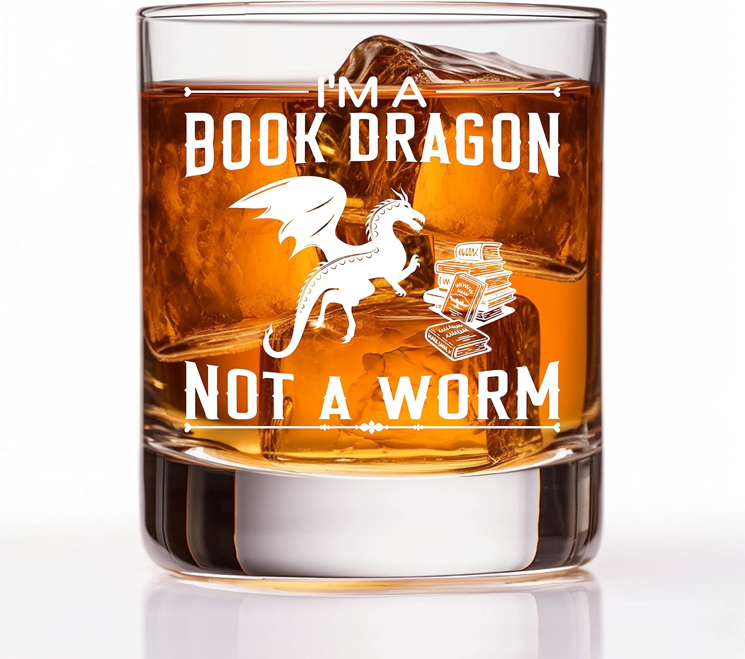 Amazon.com | RZHV I'm A Book Dragon Not A Worm Whiskey Glass, Funny ...
