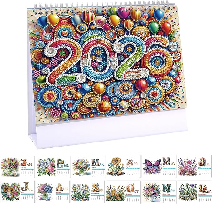 Amazon.com : BAYUNOE 2026 Standing Desk Calendar DIY Diamond Art ...