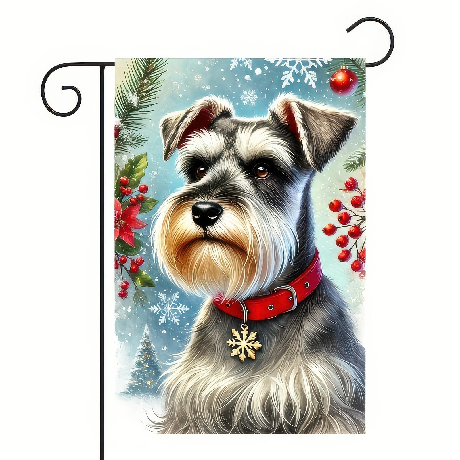 Amazon.com : BlissYard Christmas Schnauzer Garden Flag 12x18 Double ...