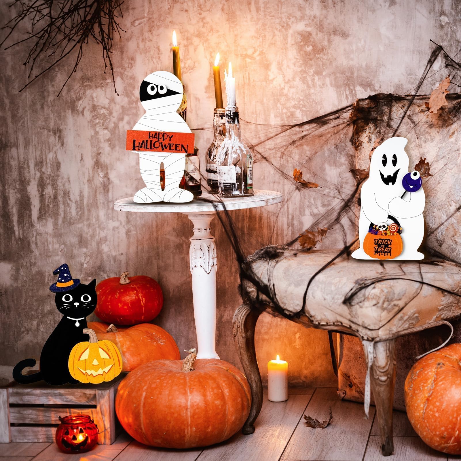 Snapklik.com : Halloween Decorations Indoor For Home - 3pcs 3D Wood ...