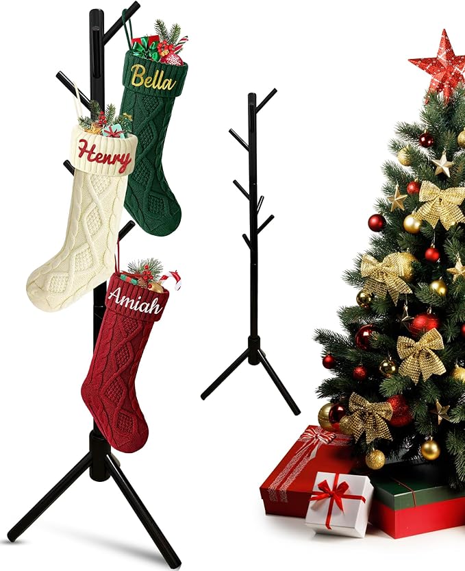 Amazon.com: Dilexwen Christmas Stocking Holder Stand for Floor, Wood ...