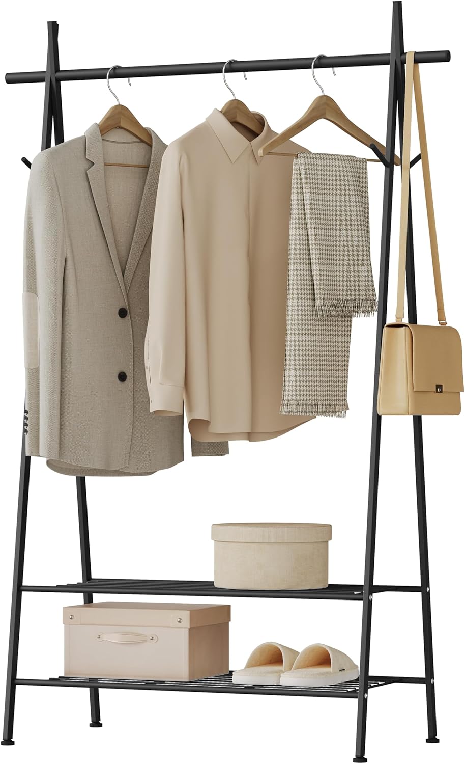 eSituro Kleiderständer Stabil mit Schuhablage Haken Garderobenständer ...