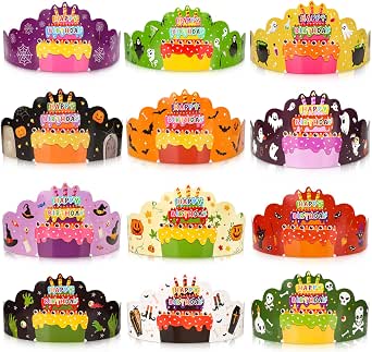 Amazon.com: Hooqict 36 Pack Halloween Party Hats Birthday Crowns for ...