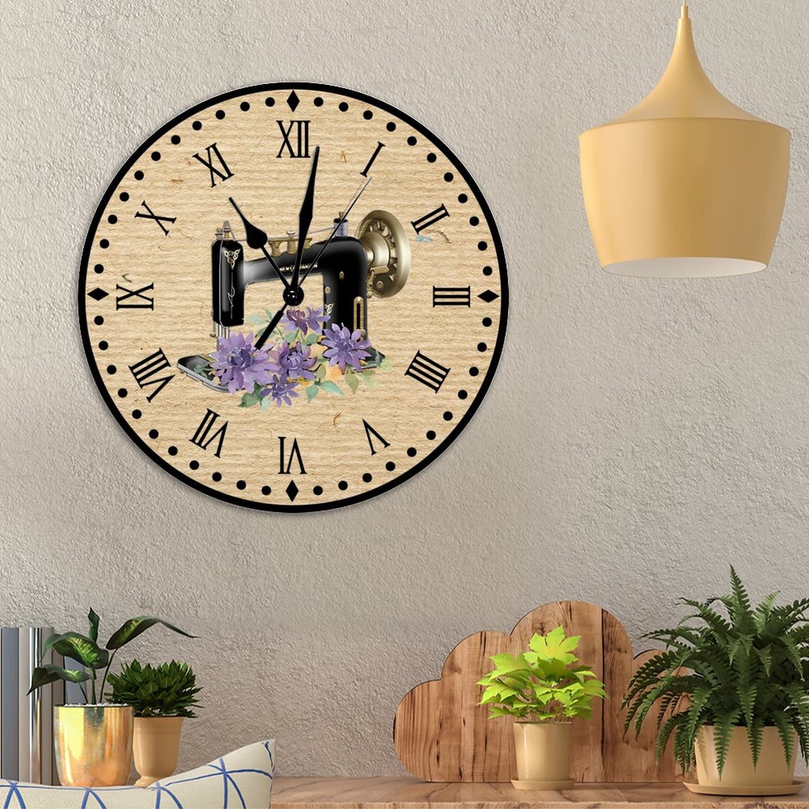 TIMEGLOW 12 Inch Vintage Sewing Machine Wall Clock, Quilting Sewing ...
