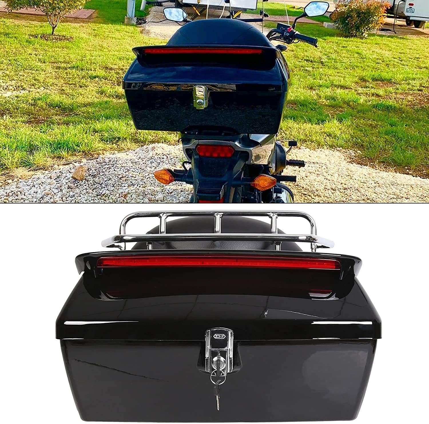 Amazon.com: ECOTRIC Universal Motorcycle Trunk Compatible with Harley ...