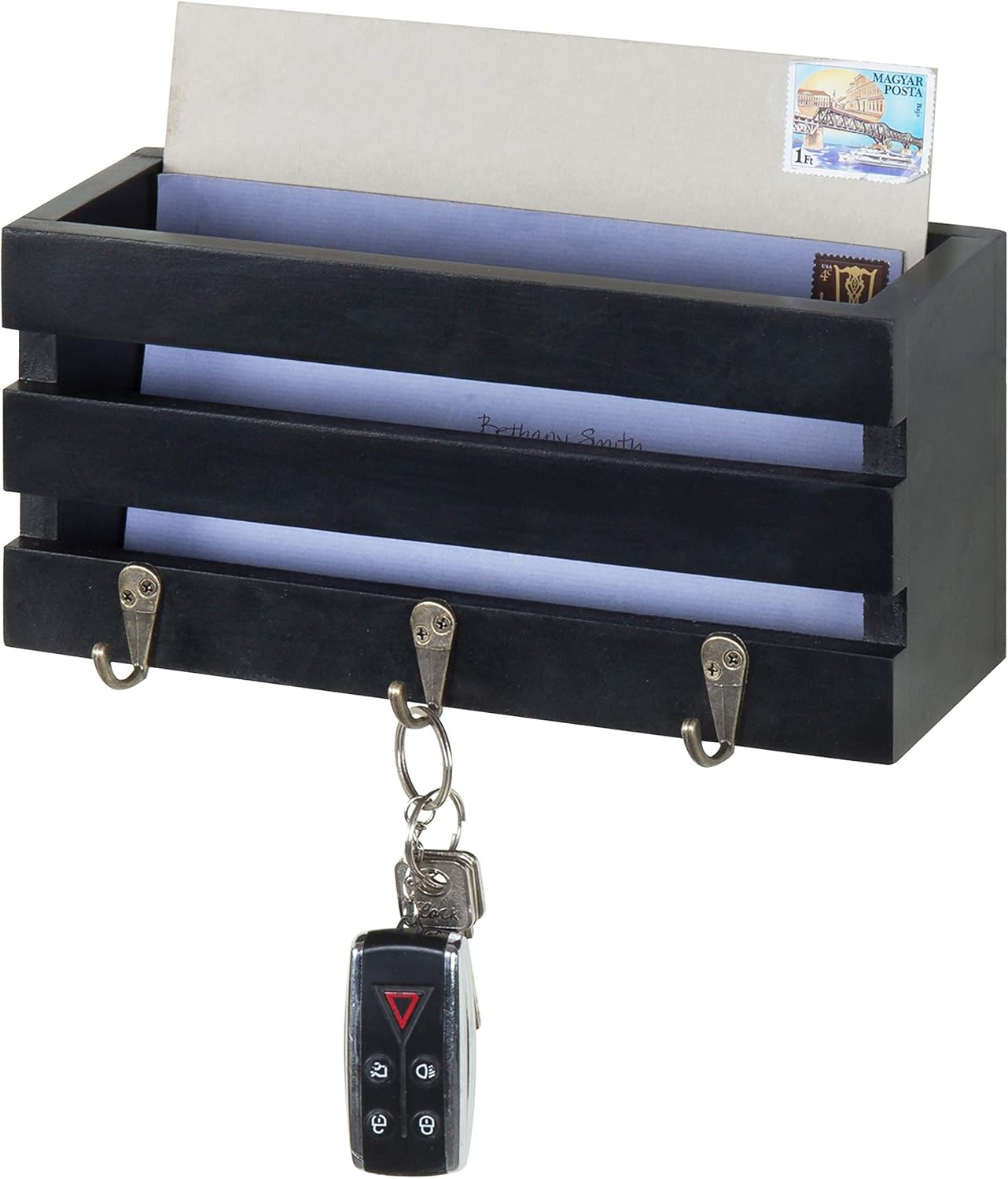 Amazon.com : MyGift Rustic Crate-Style Wall Mail Sorter Holder Black ...