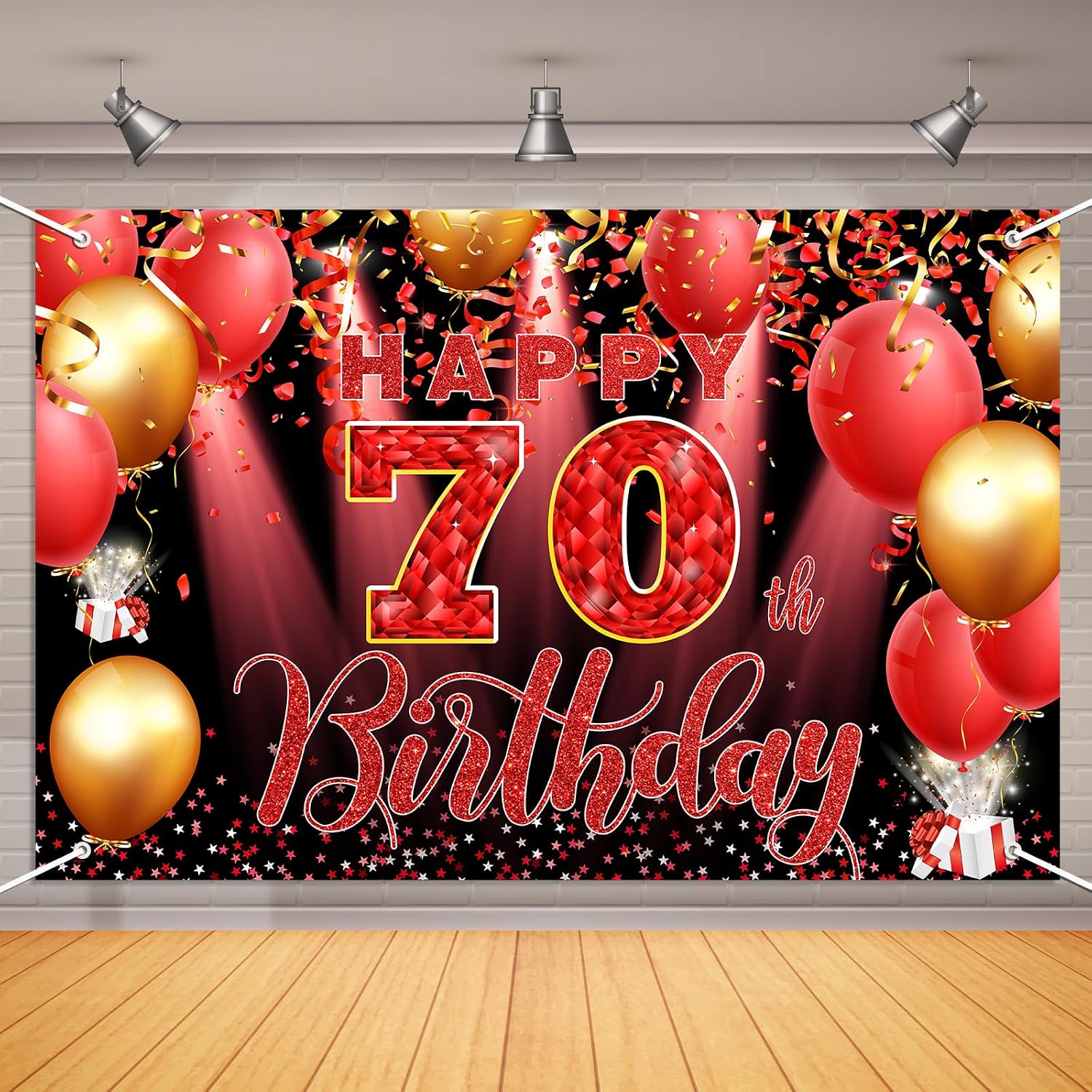 Amazon.com : Talorine 70th Birthday Decorations Backdrop Banner for ...