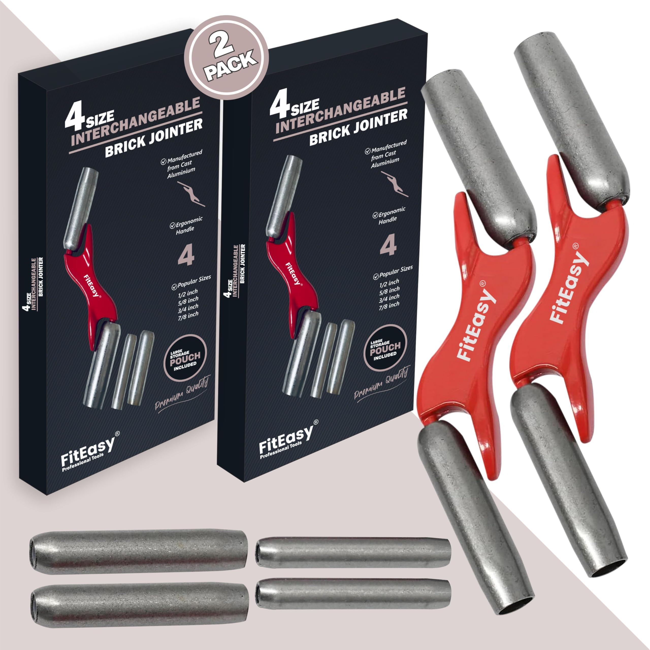 FitEasy® 4-Size Interchangeable Brick Jointer Steel Barrel Bricklaying ...