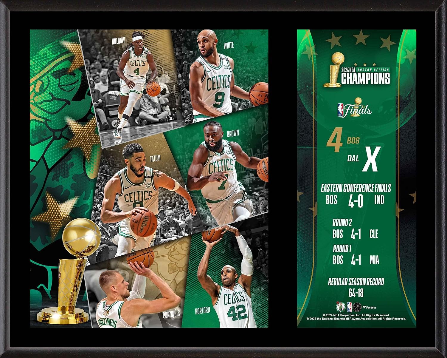 Boston Celtics 12" x 15" 2024 NBA Finals Champions Team Sublimated ...