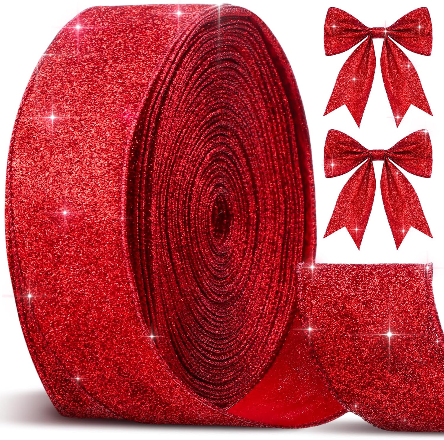 Amazon.com: Cindeer 50 Yards Glitter Ribbon Metallic Diamond Bling ...