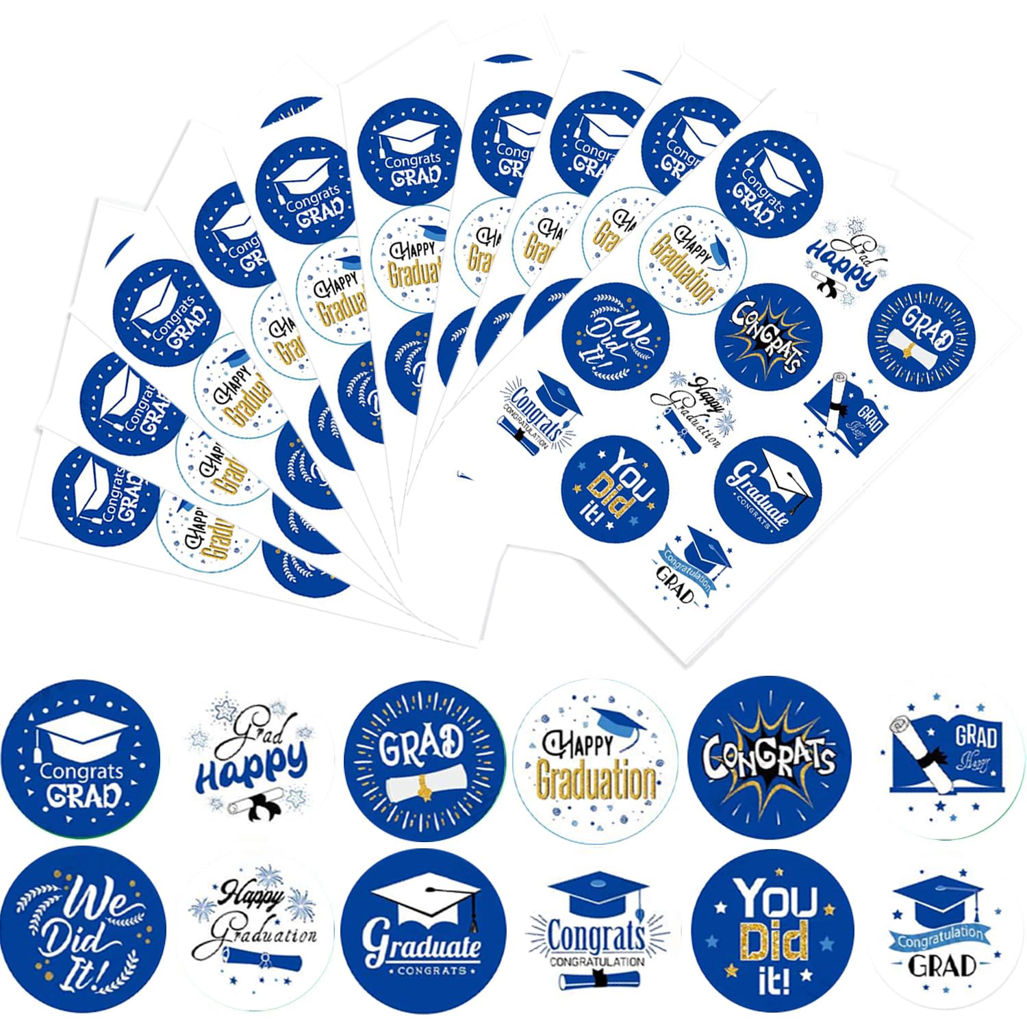 Amazon.com: ZitTRo 120Pcs Graduation Stickers - Blue, Paper, Classic ...