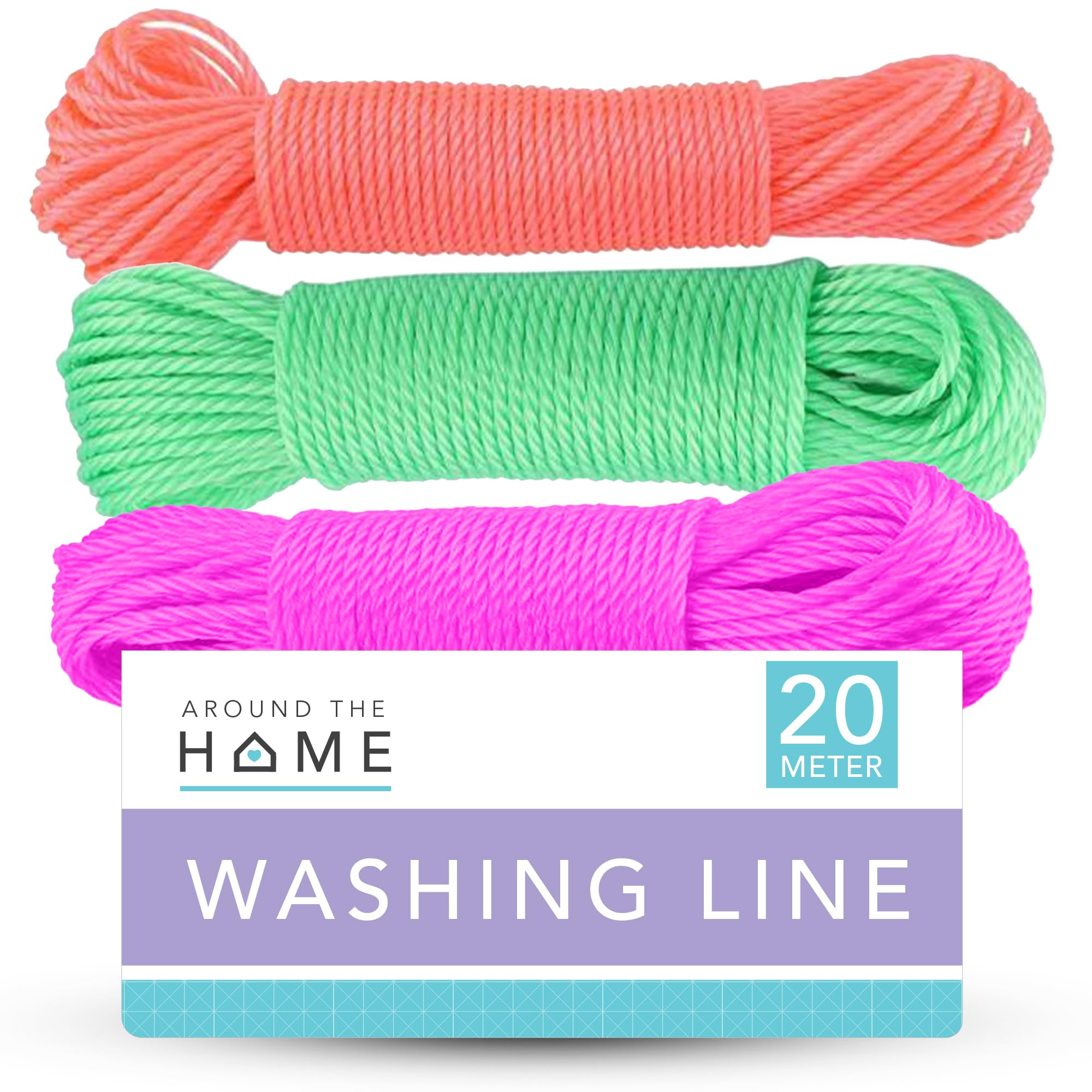 SOL 2pk Washing Line, 20m Nylon Rope, Extra Strong Heavy Duty Cord for ...
