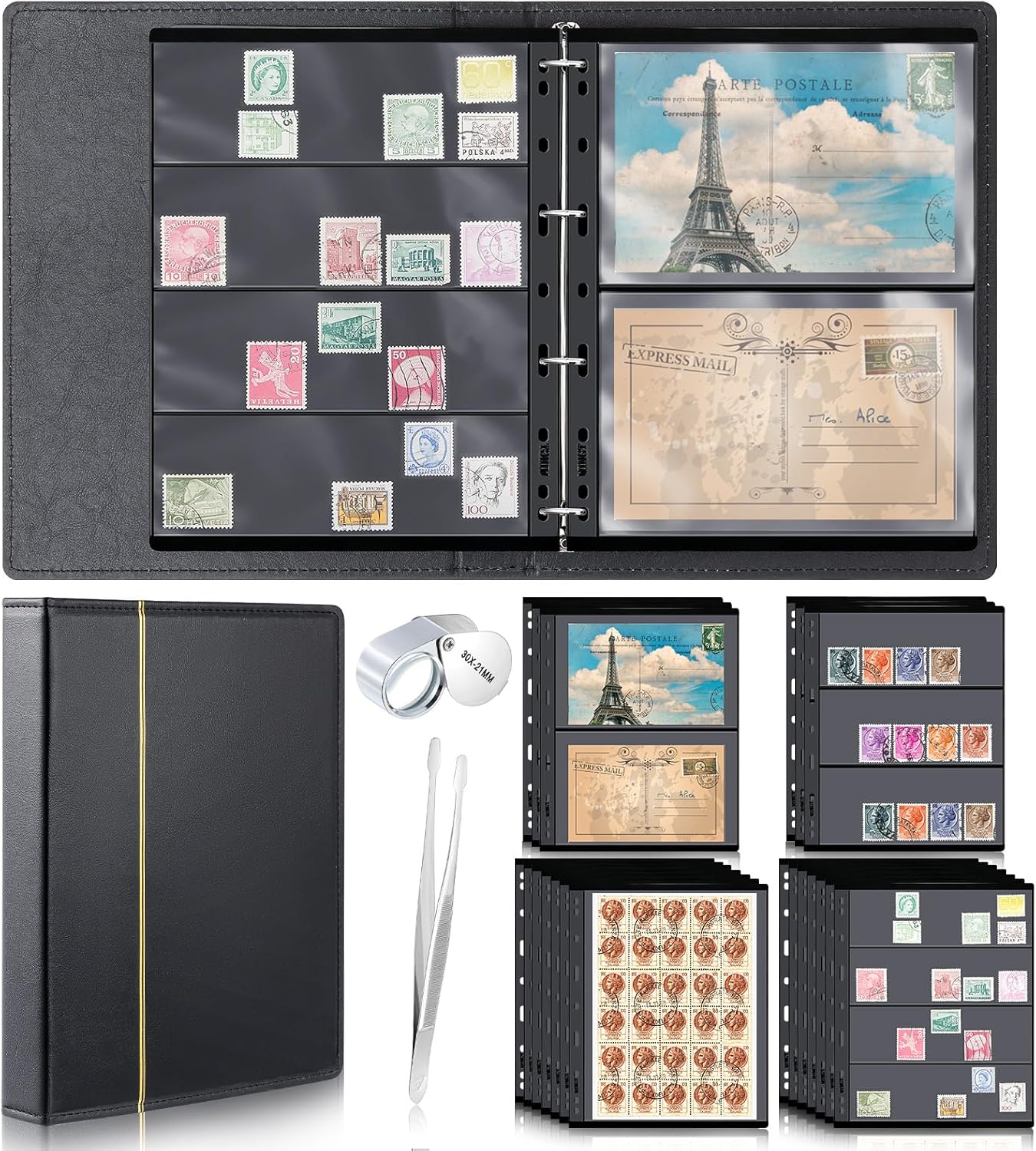 Amazon.com: Lewtemi Stamp Collecting Albums Set Stamp Collection Book ...