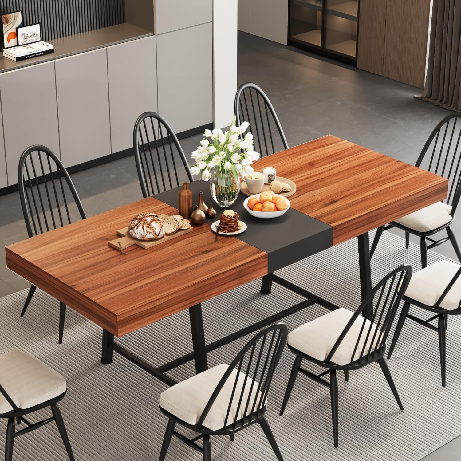 Amazon.com - VOWNER 63"-79" Extendable Dining Room Table for 6 8 10 ...