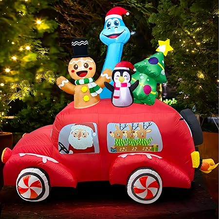 Amazon.com: COOBILY 8 FT Inflatables Red Truck Christmas Decorations ...