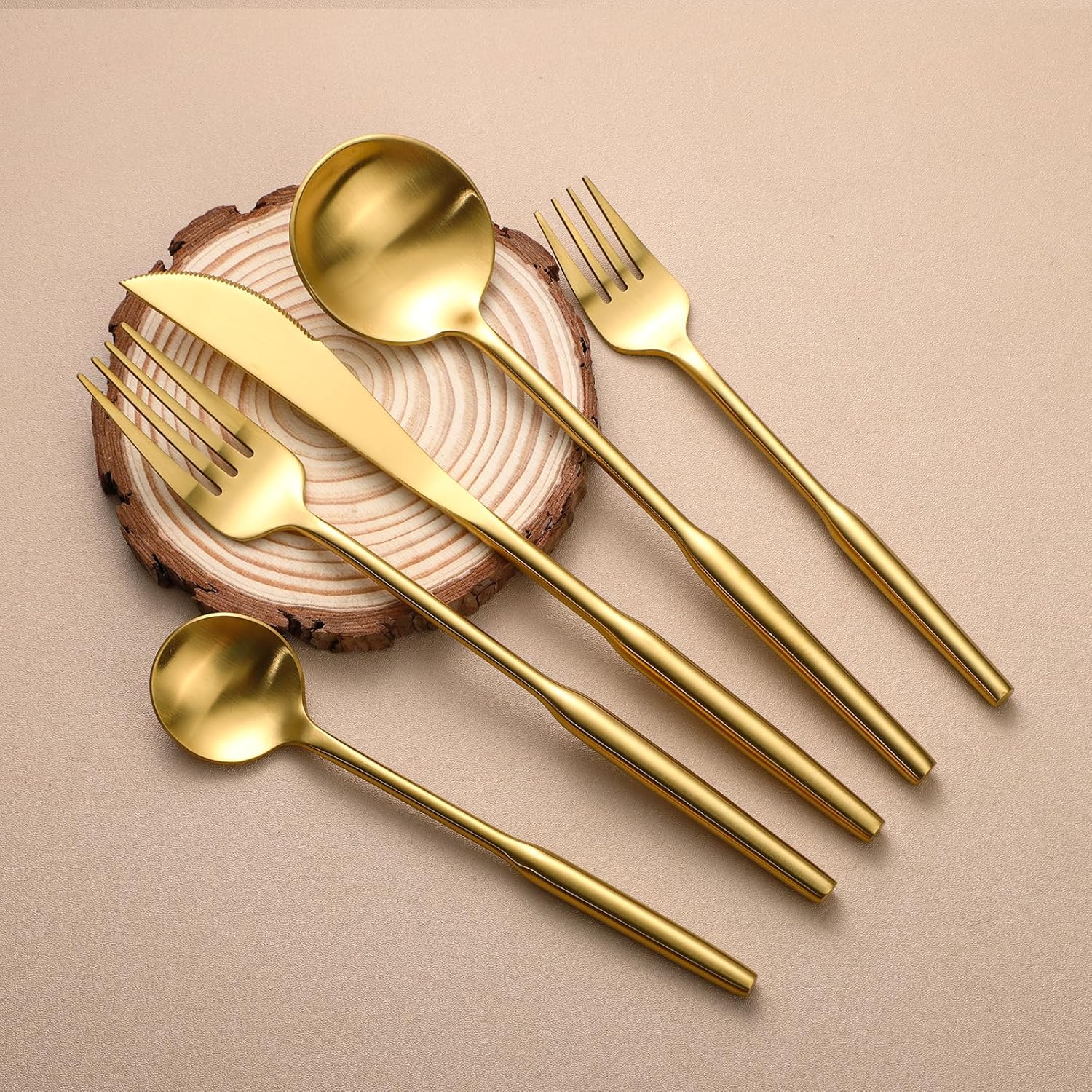 Amazon.com | Matte Gold Silverware Set for 4,Zerophilo 20 Piece Forks ...