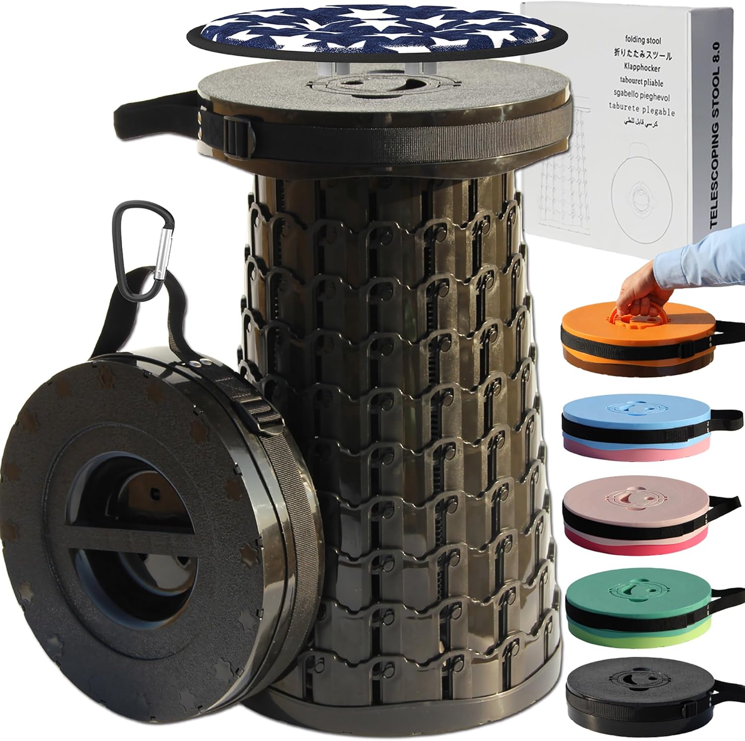 Amazon.com: ALEVMOOM 2024 Upgraded XXL 50 Portable Collapsible Stool ...