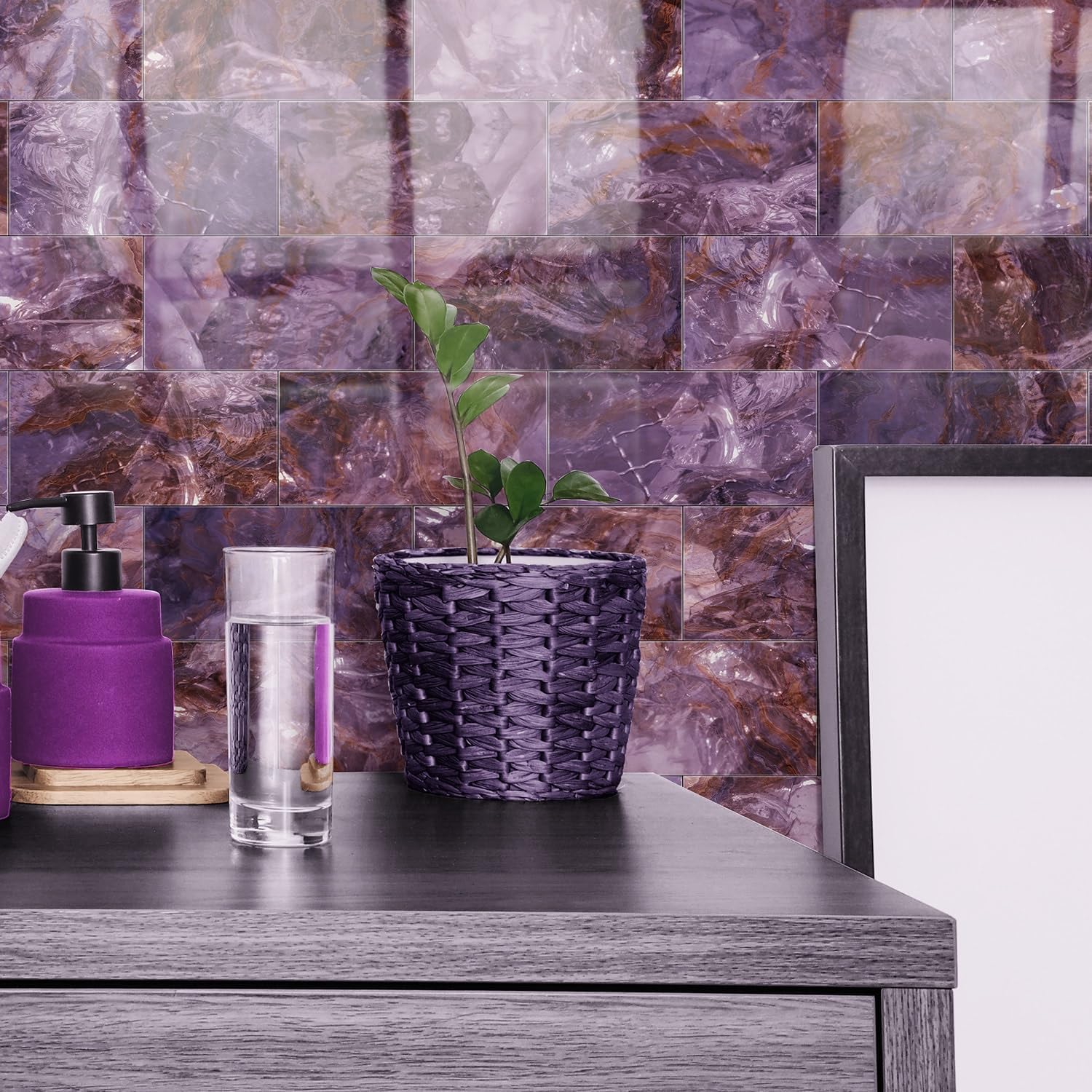 Amazon.com: Tile Generation TCSAG-13 3x6 Purple Glass Subway Tile ...