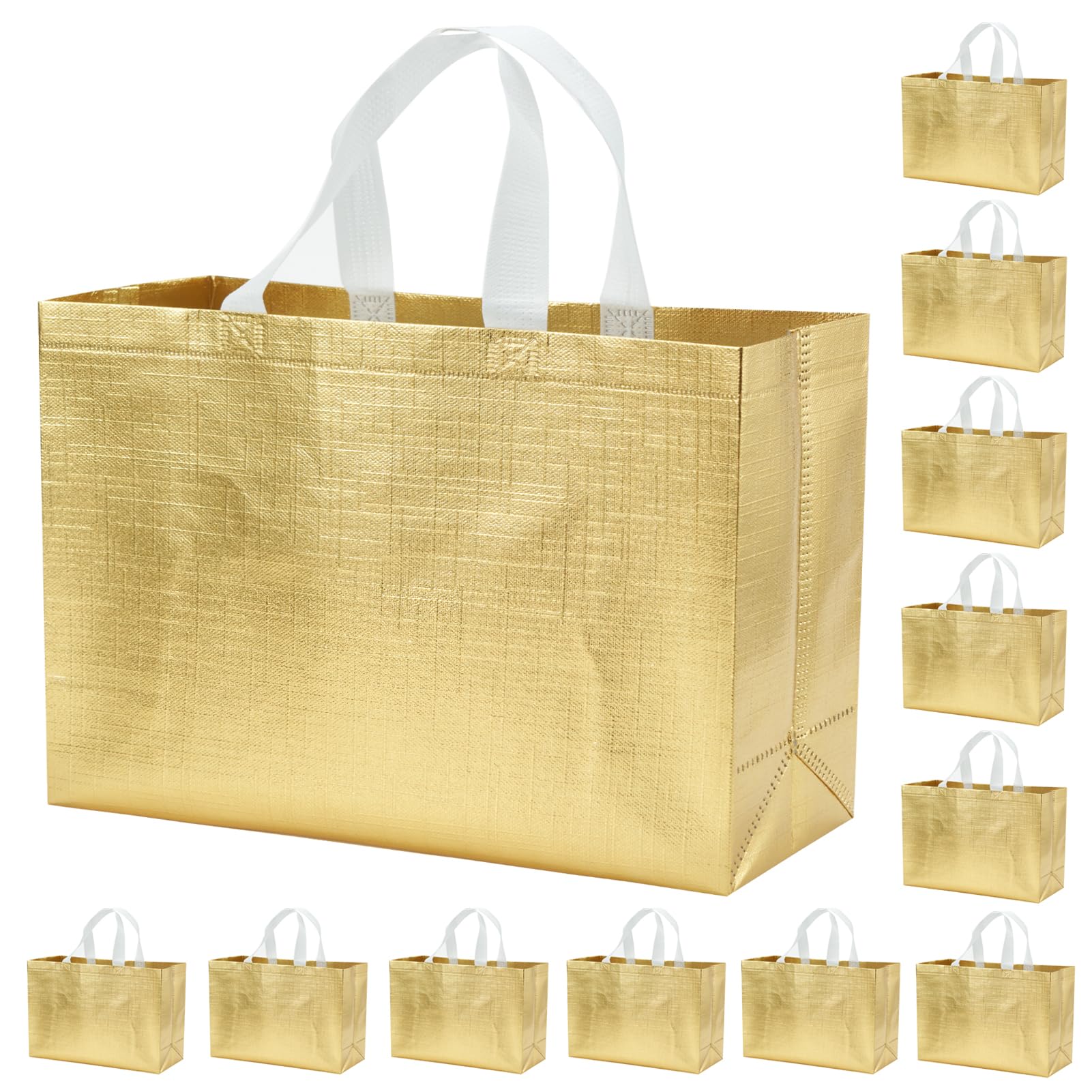 Amazon.com: LOOKSGO 12 PCS 15.5x4.7x11 Inches Gold Gift Bags Extra ...
