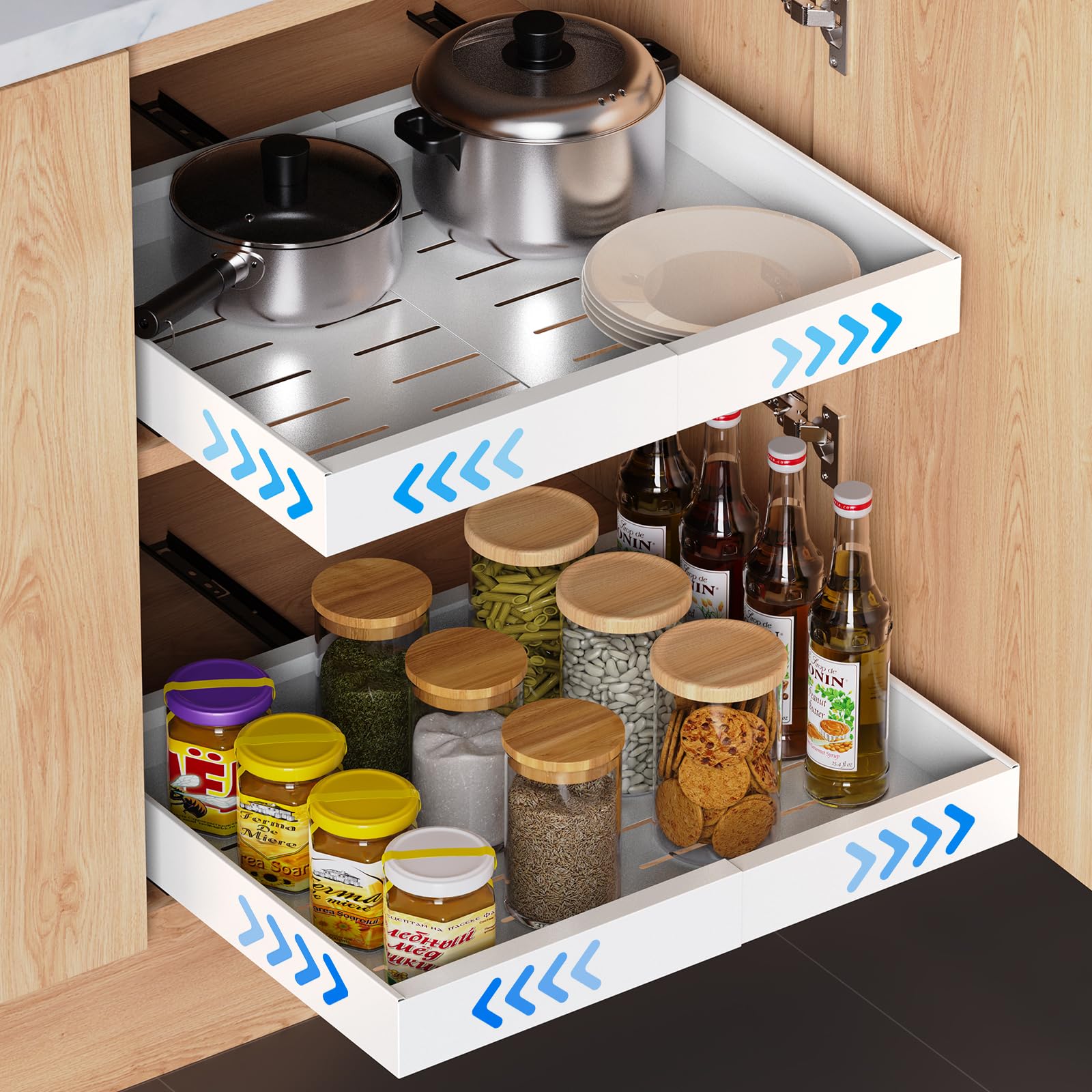 Amazon.com: DooLv 2 Pack Expandable Pull Out Cabinet Organizer, 12.6 ...