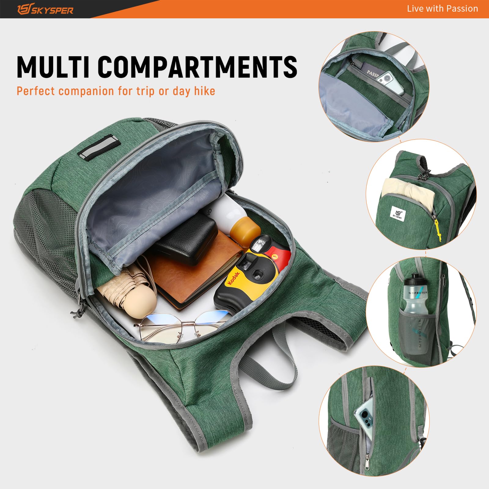 Snapklik.com : 10L Hiking Backpack Lightweight Packable Back Pack Small ...