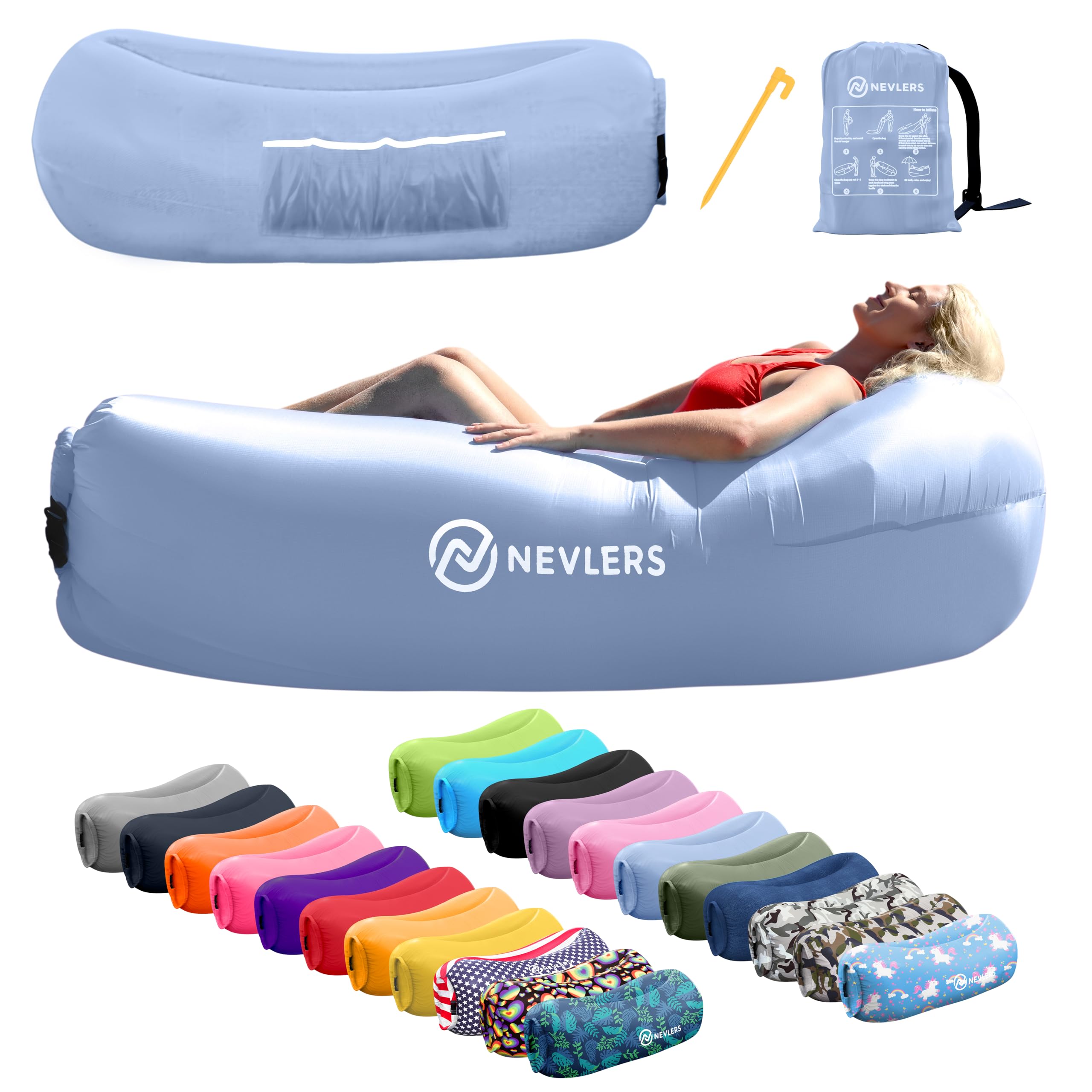 Amazon.com: Nevlers 450Lbs Cap Inflatable Lounger Air Sofa in ...