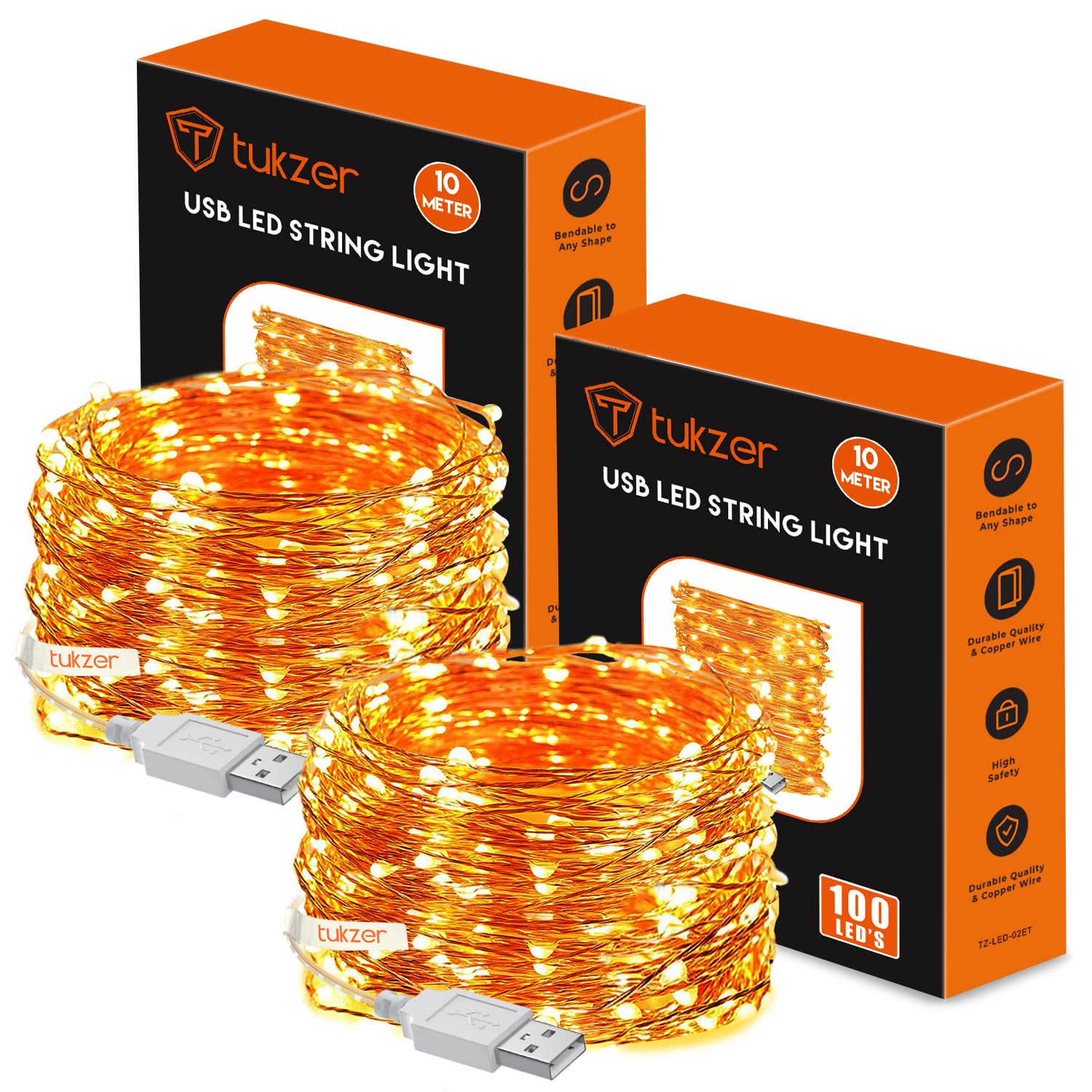 Tukzer 10 Meter Copper LED Fairy String Lights with USB, High ...