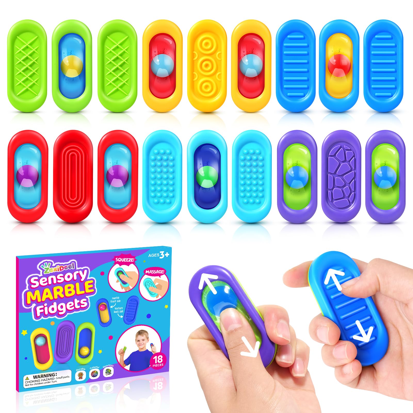 Snapklik.com : Sensory Marble Fidget For Kids Classroom- 18 Pack Gel ...