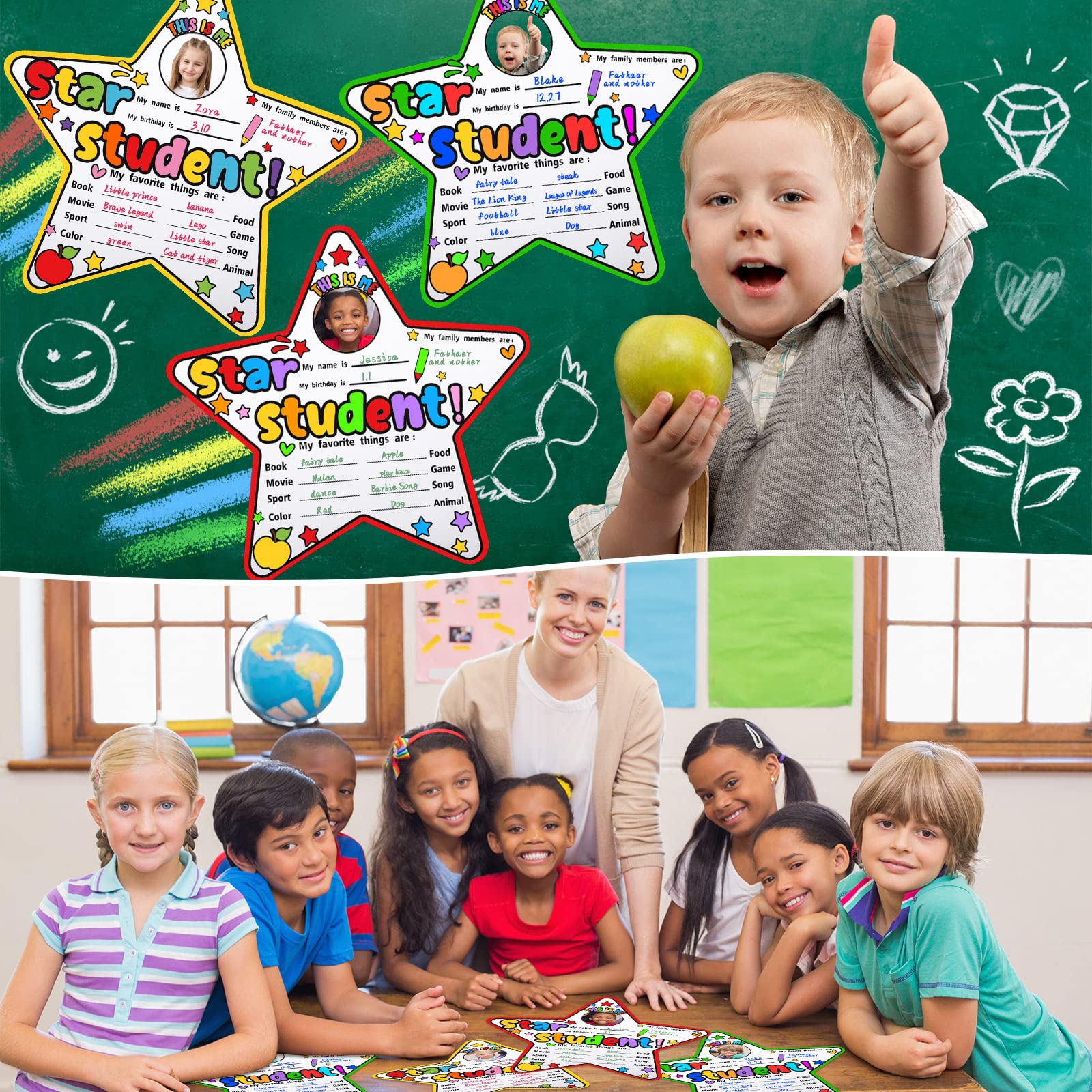 Snapklik.com : 48 Pcs Color Your Own Star Student Poster DIY Craft ...