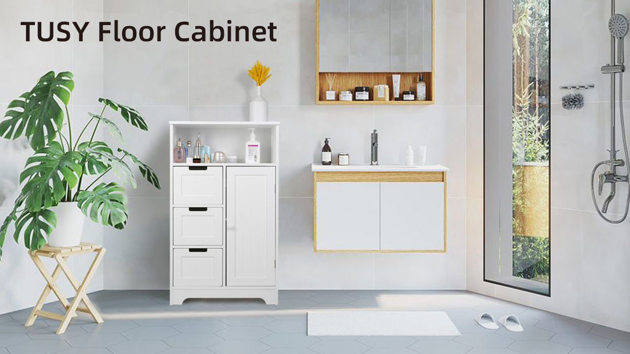 Watch TUSY Bathroom Storage Cabinet Floor Cabinet on Amazon Live