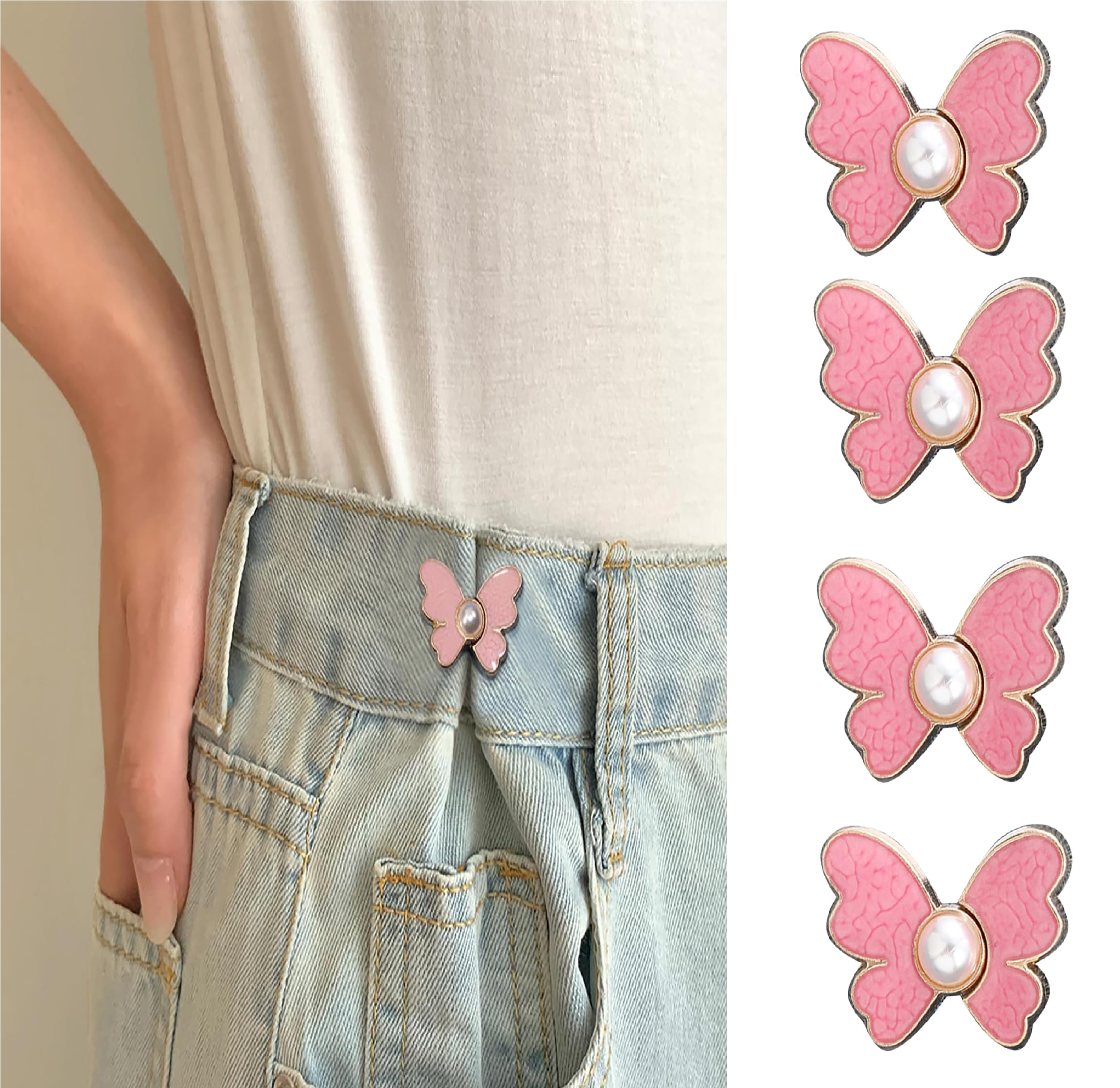 LUPINEZ Adjustable Jean Button Pins Butterfly Shaped Waist Tightener ...