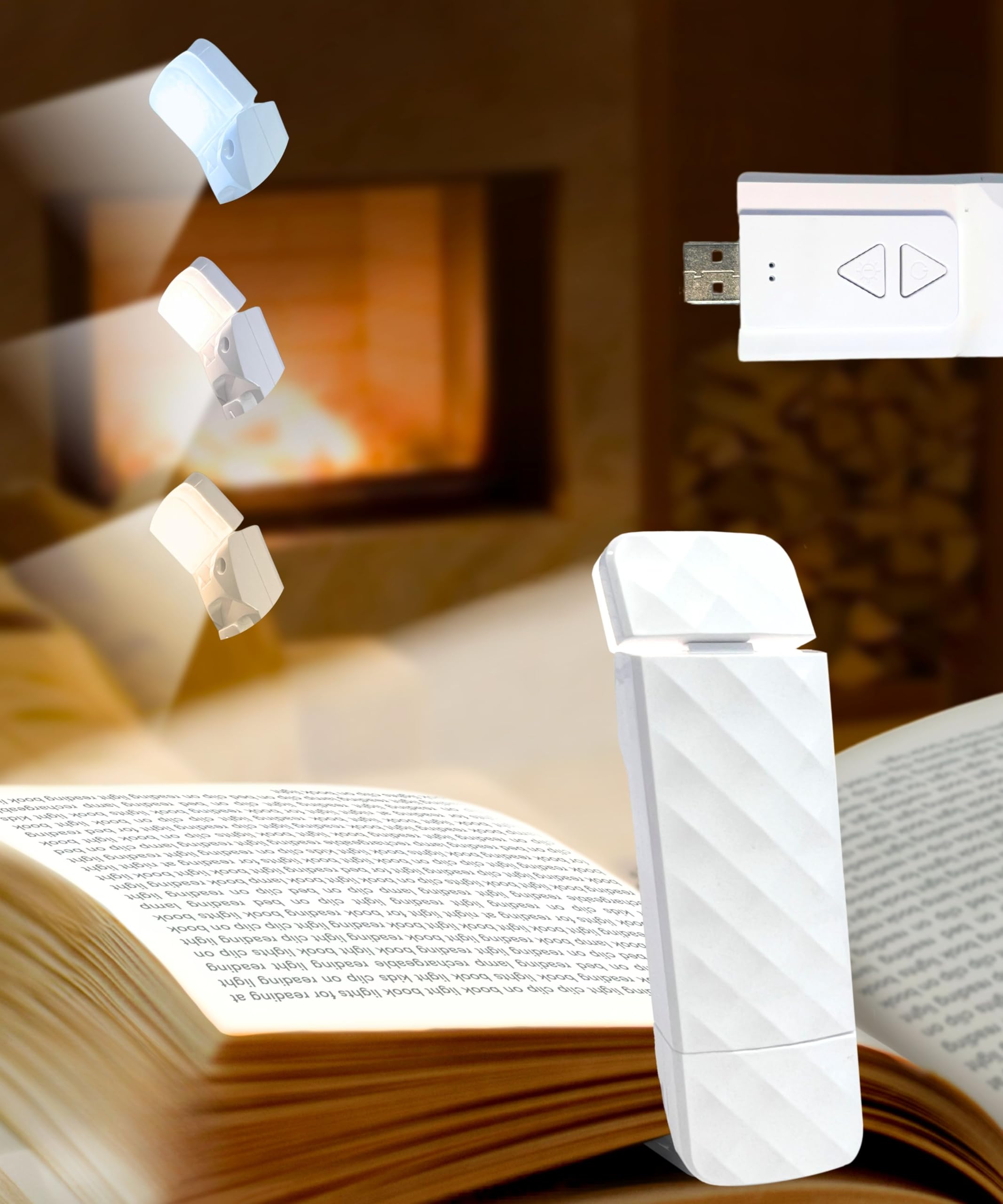 Runesol White Reading Light, 5 LED Rechargeable Book Light Clip On, 3 ...