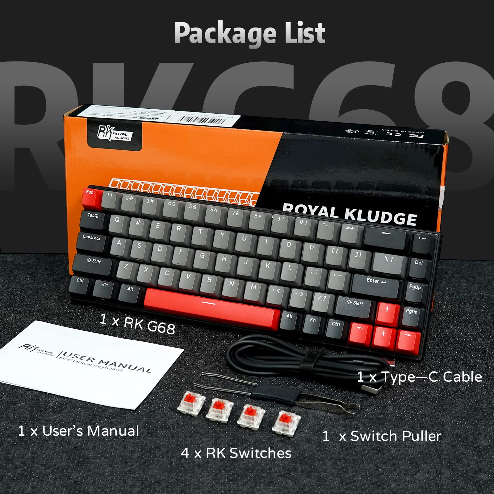 RK ROYAL KLUDGE RK G68 65% Wireless Mechanical Gaming Keyboard ...