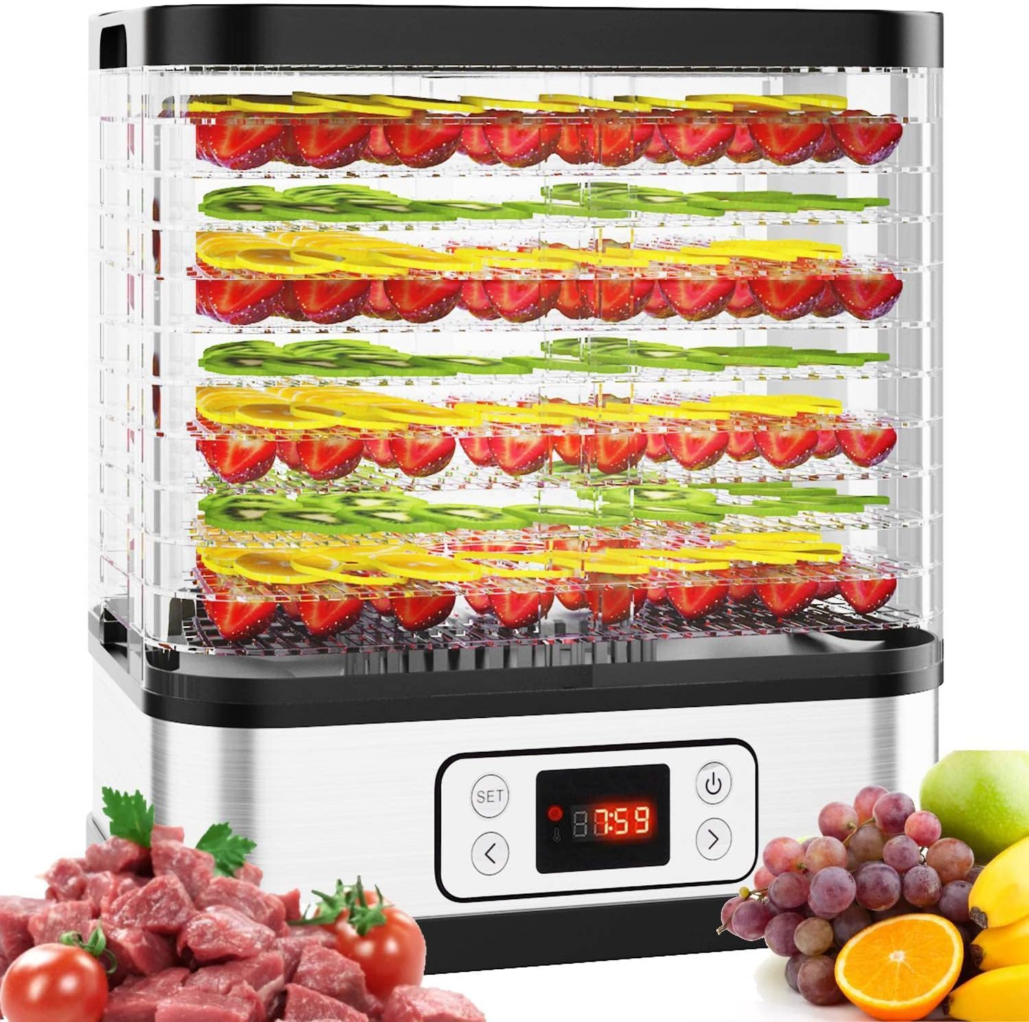 8 Trays Food Dehydrator Machine, Dehydrators for Food and Jerky, Food ...