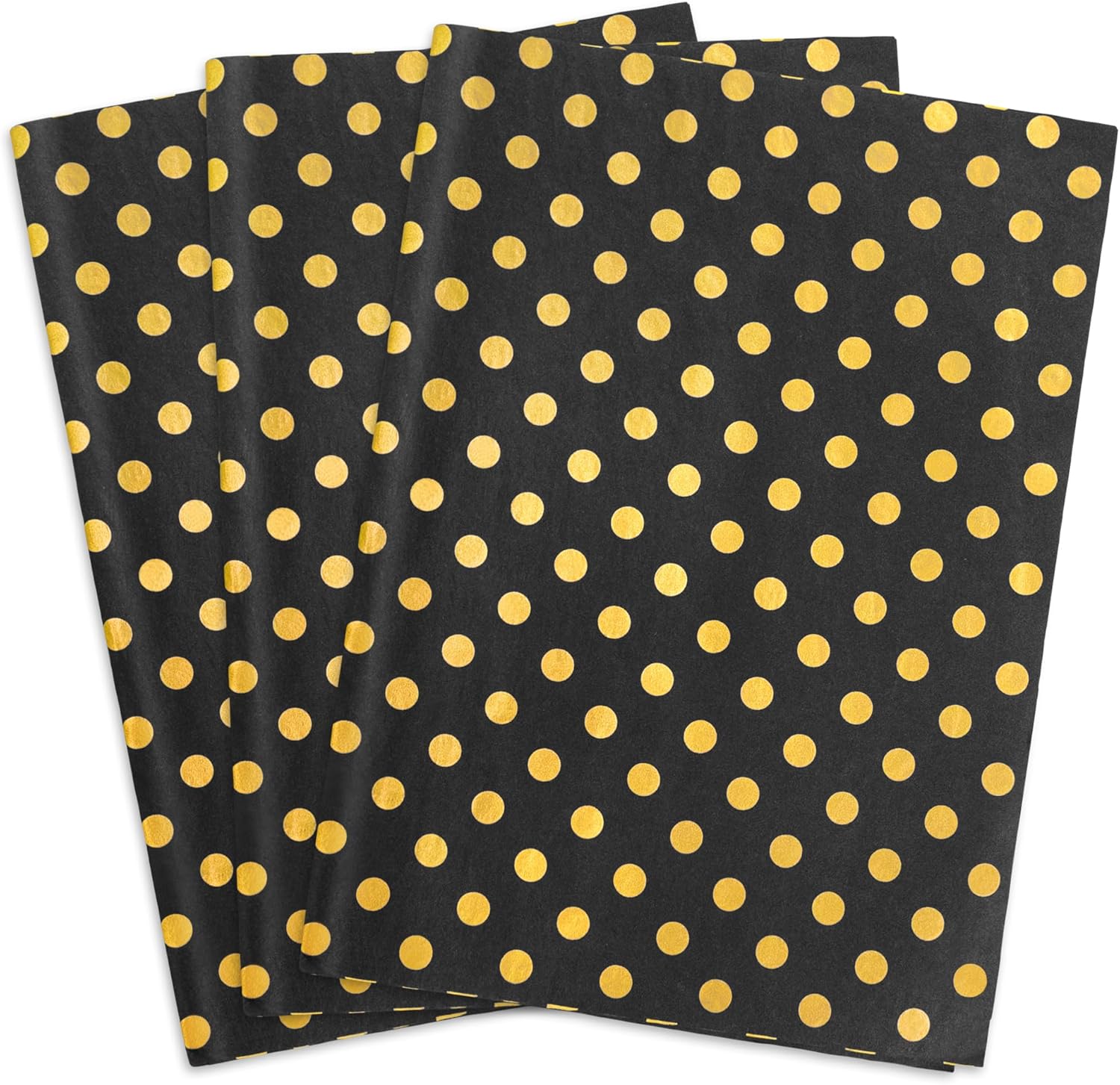Amazon.com: MR FIVE 60 Sheets Black Gold Polka Dot Tissue Paper Bulk,14 ...