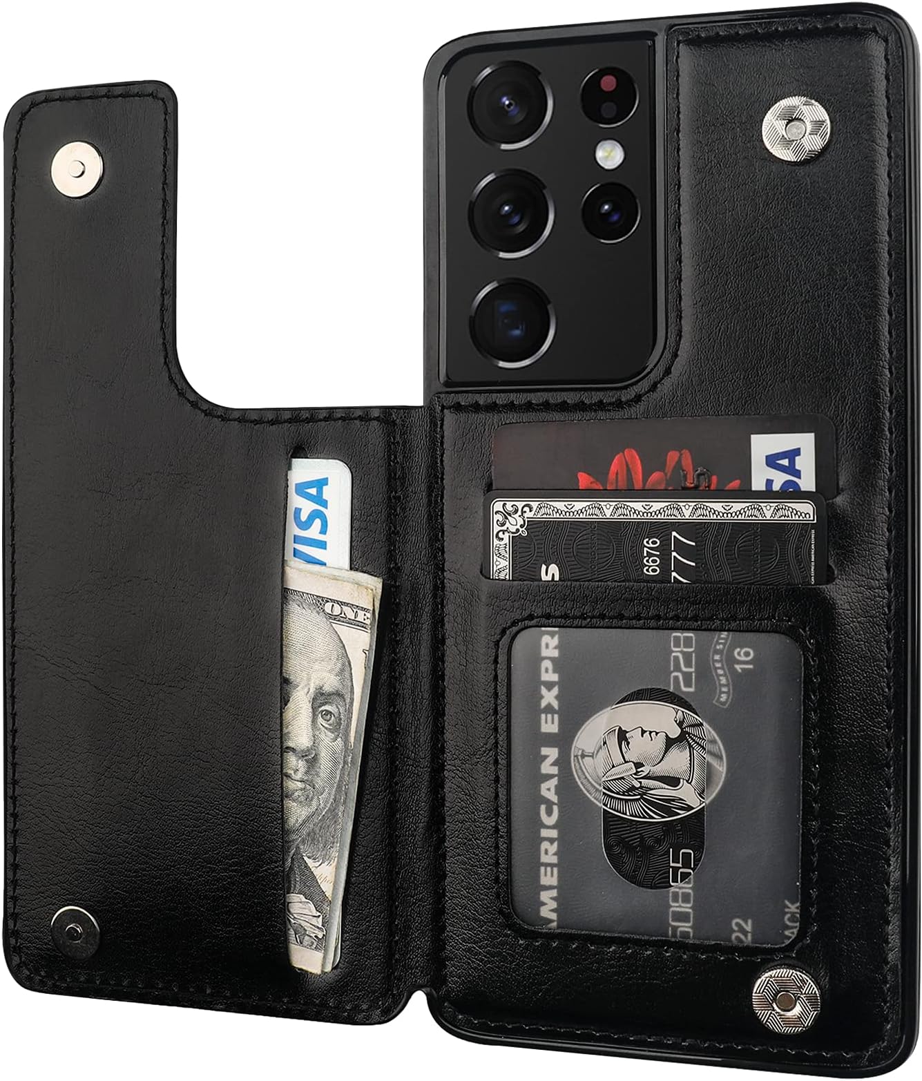 Amazon.com: Kowauri Flip Case for Galaxy S21 Ultra, PU Leather, Card ...