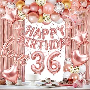 Amazon.com: Miidenks 36th Birthday Decorations for Women, Rose Gold ...