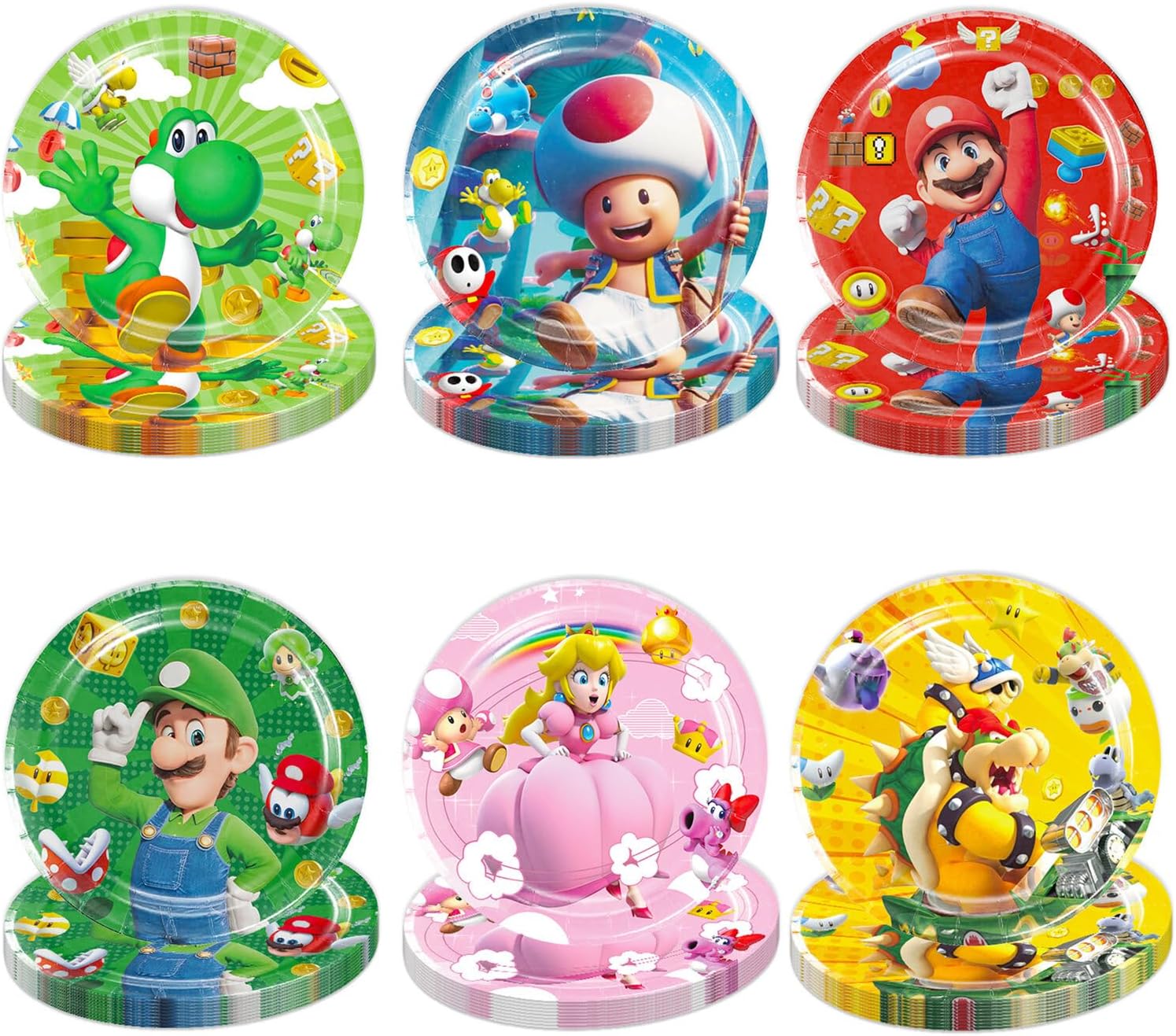 DreamJing Mario Party Plates 60 Pcs, Mario Paper Plates Dinner Plates 9 ...