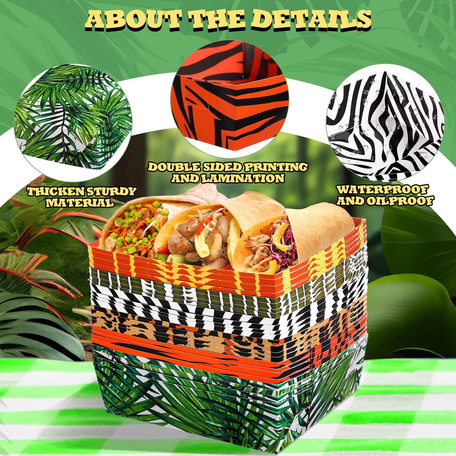 Snapklik.com : 48 Pack Safari Animal Party Paper Food Trays 5 Lb Zoo ...