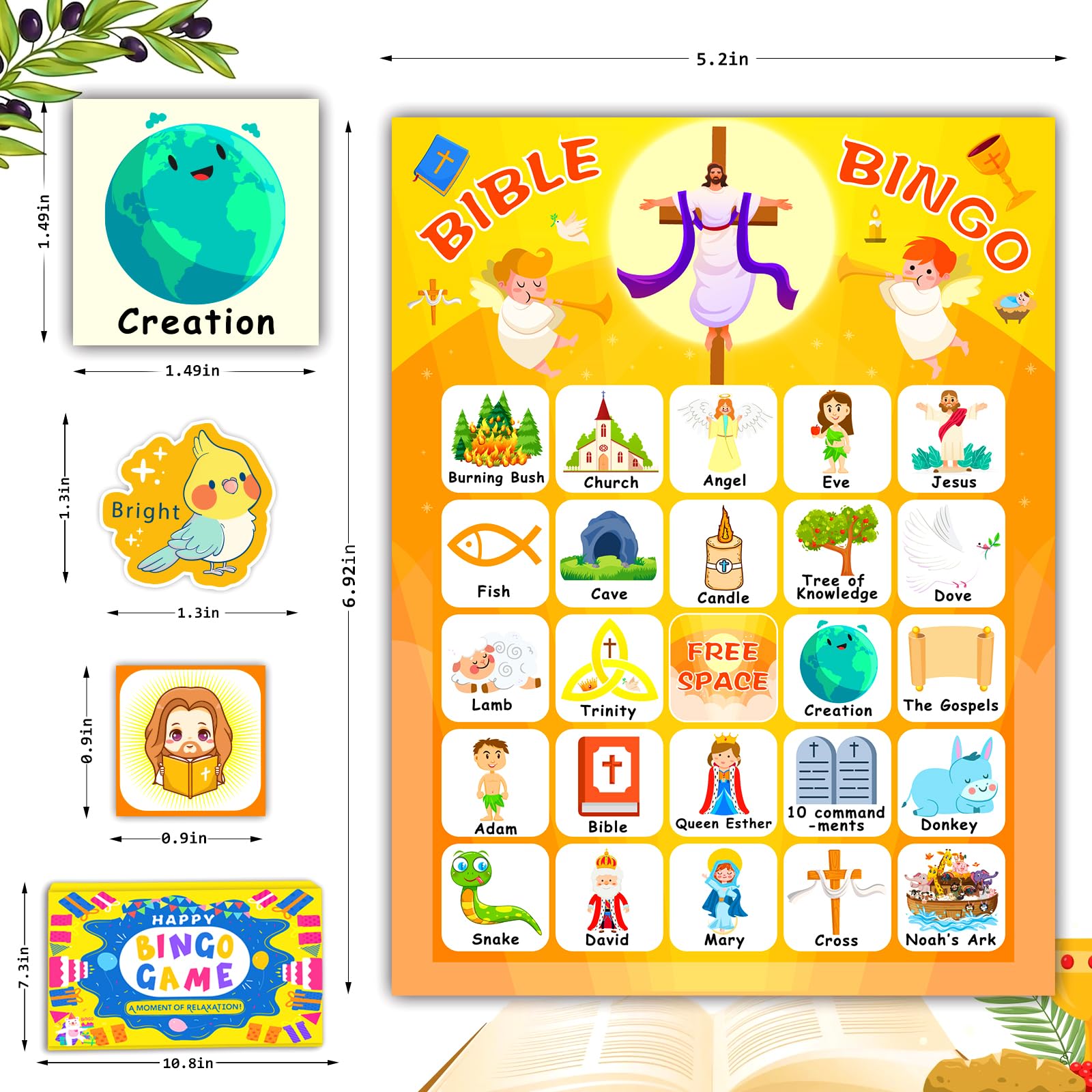 Snapklik.com : HomSeon 24 Players Bible Bingo Cards, Christian Bingo ...