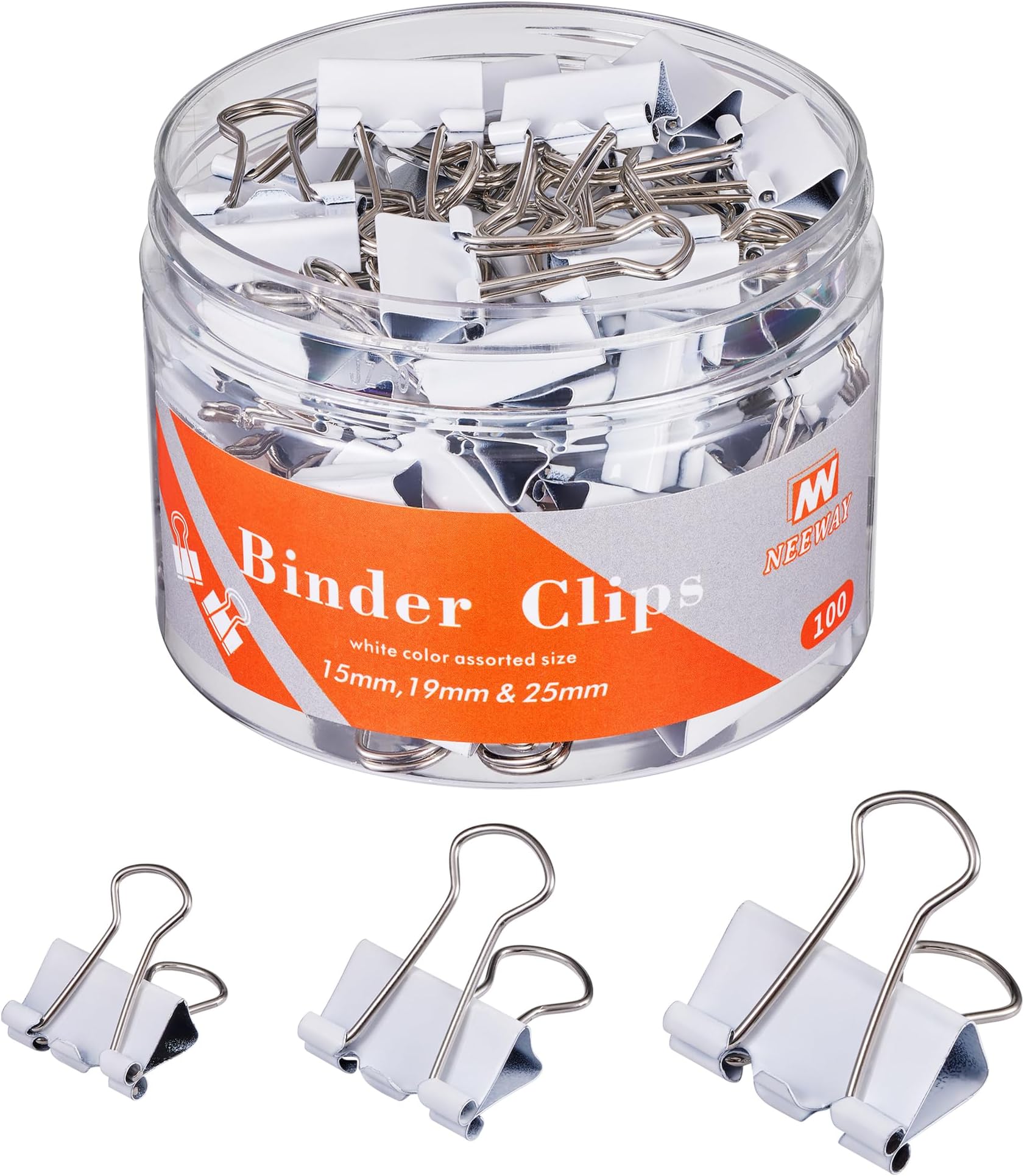Amazon.com : NEEWAY Binder Clips Assorted Sizes, White Binder Clips Set ...